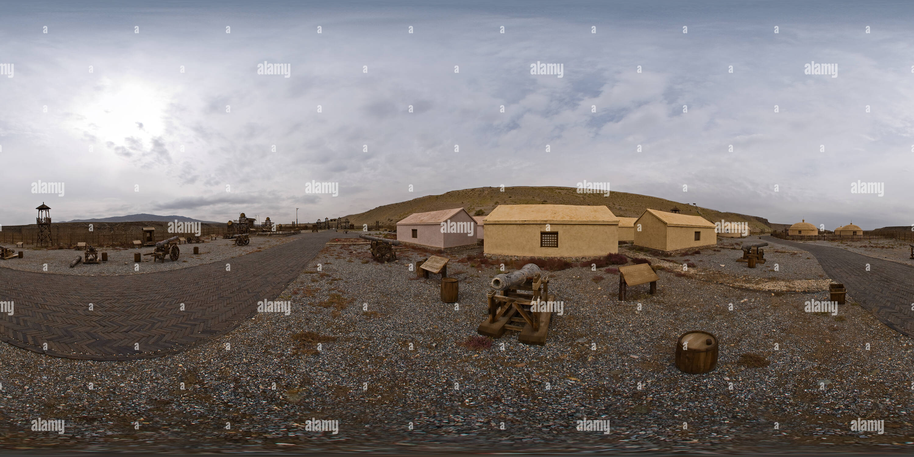 360° view of Great Wall first pillar tourist scenic zone - barracks in ...