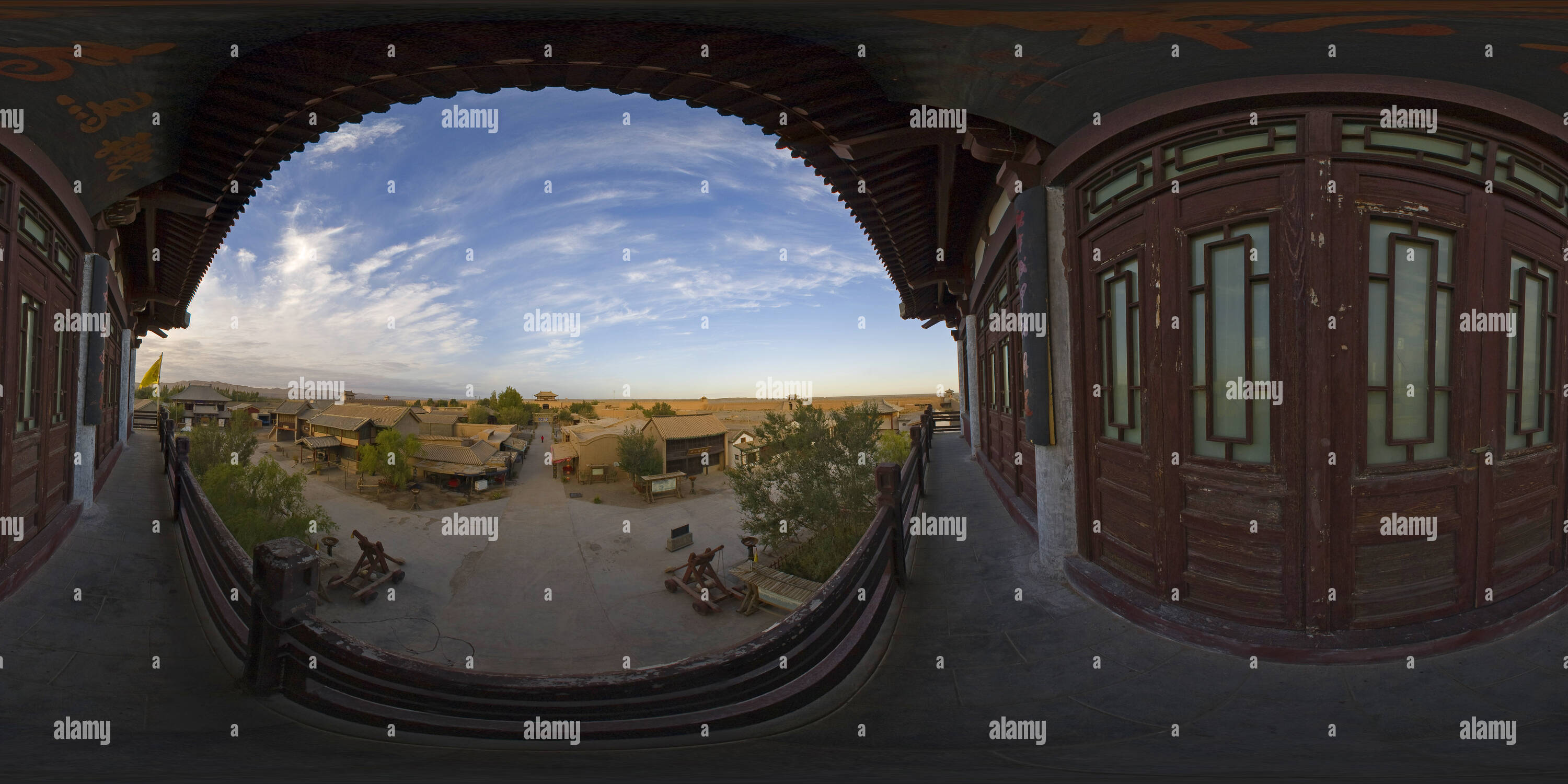360° view of Dunhuang film and television city (imitation Song sandbar ...