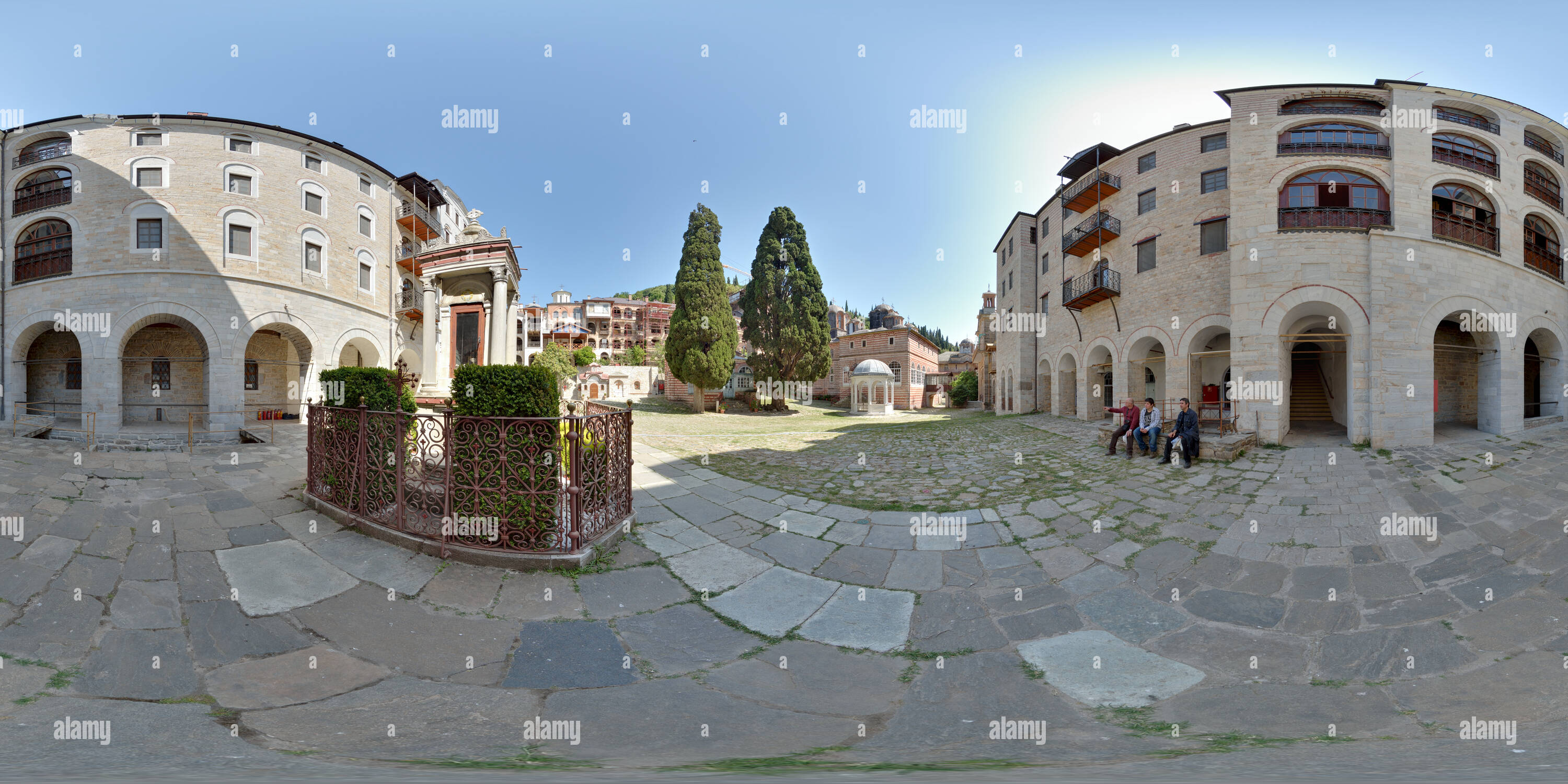 360° view of Zograph monastery yard. Near martyrs' monument - Alamy