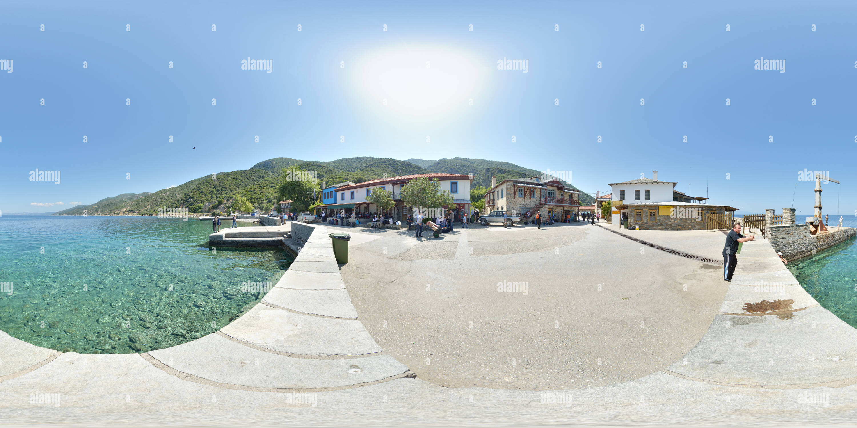 360° view of Port of Dafni (Athos - Alamy
