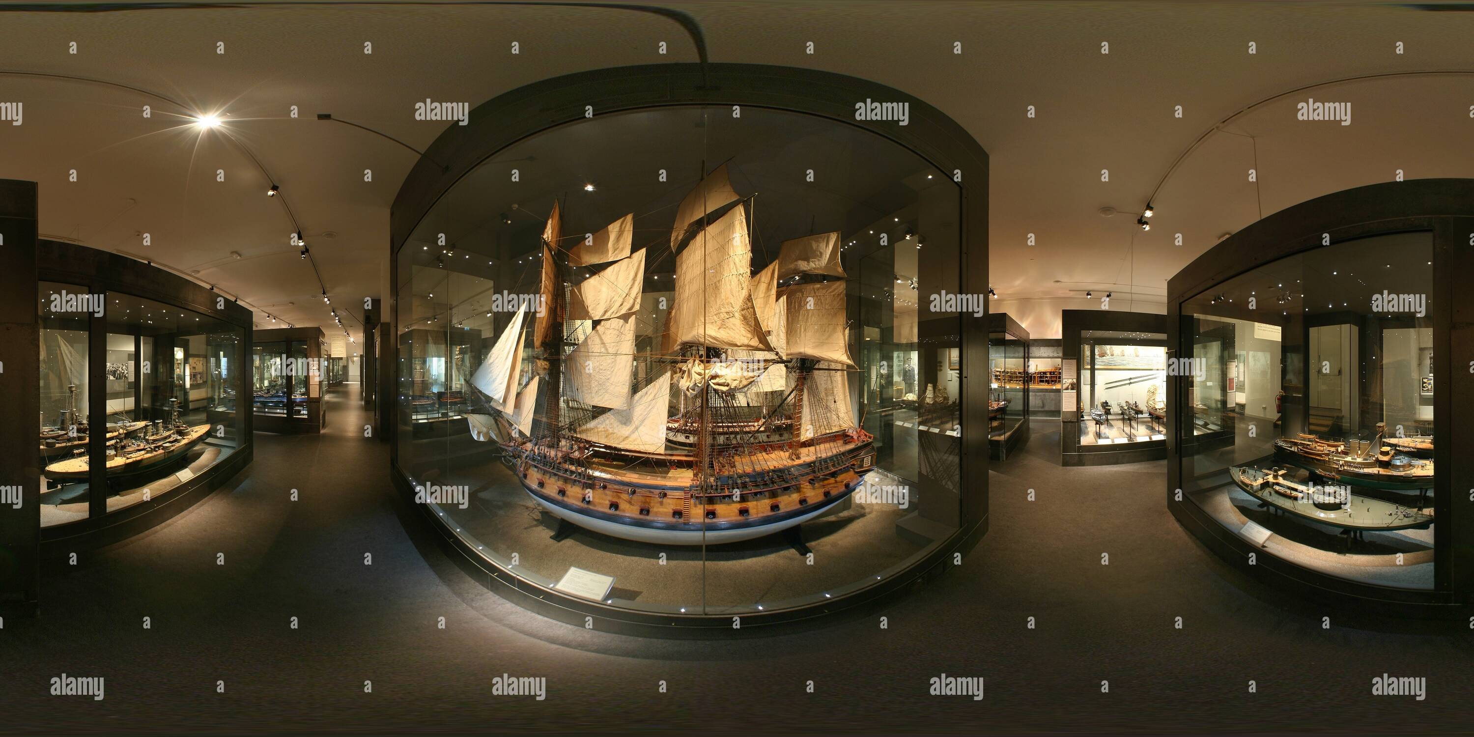 360° view of Ship models hall at the Swedish National Maritime Museum ...