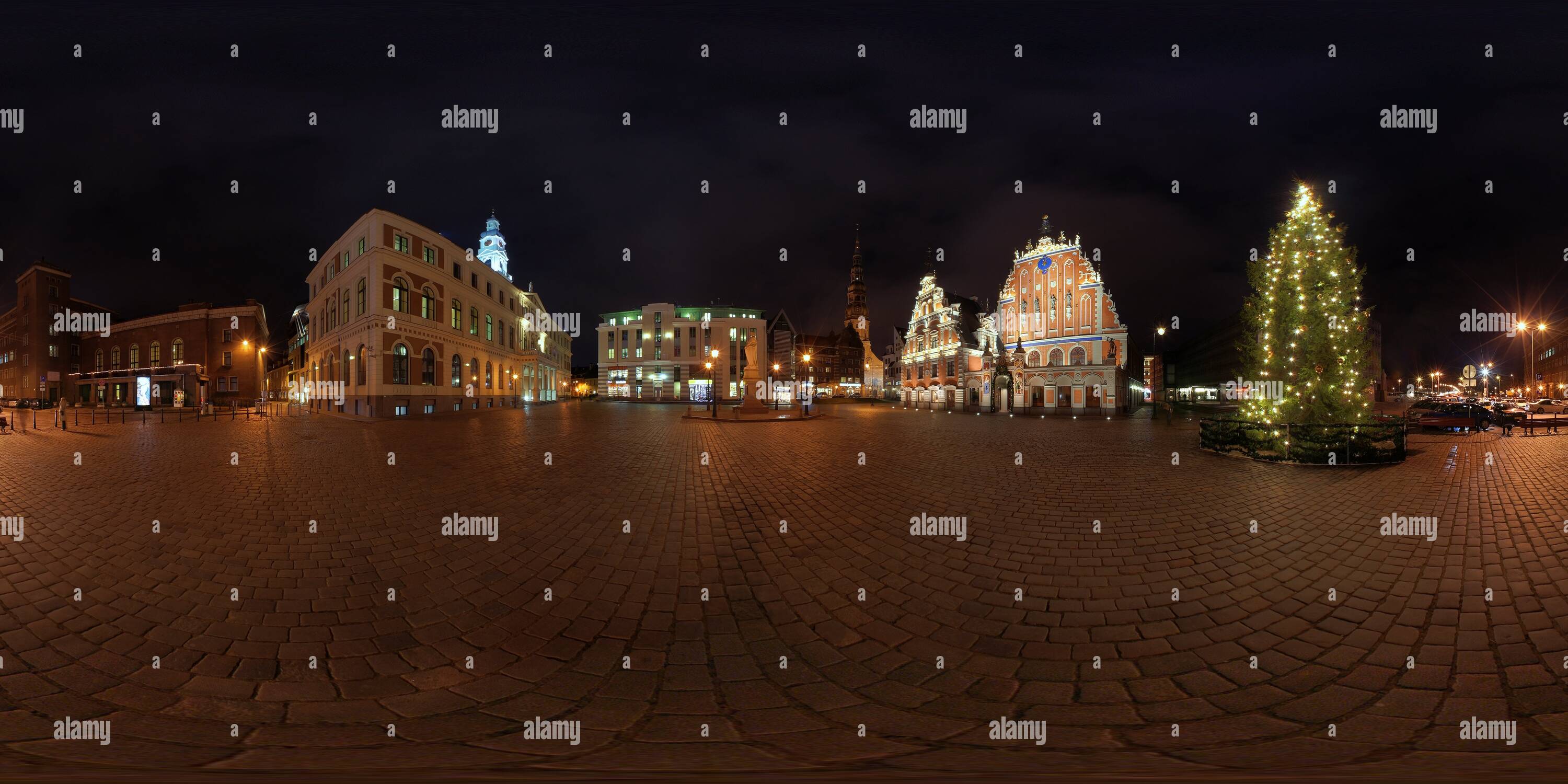 360° view of City Hall square in Riga - the place where the first ...