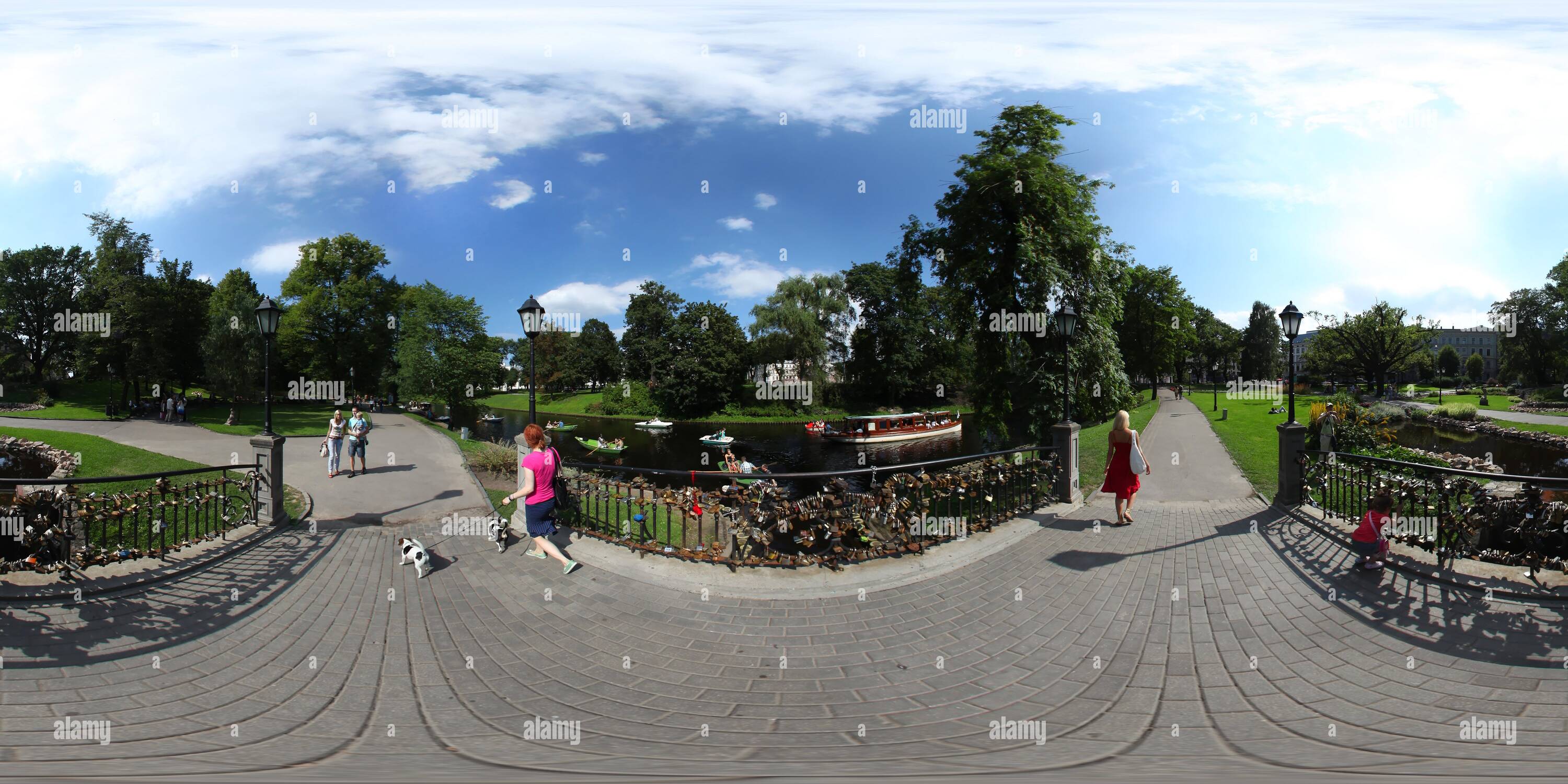 360° view of Wedding lock bridge at the Bastion Hill park in Riga - Alamy