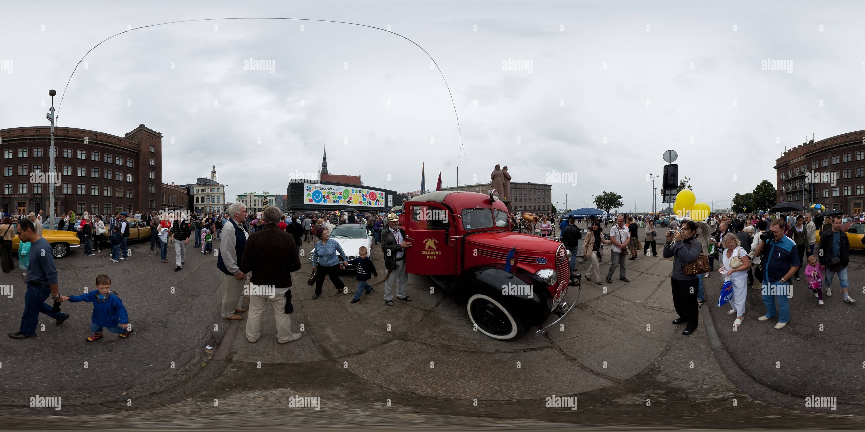360° view of Fire engine "Ford Vairogs" (1939) at the antique car show ...