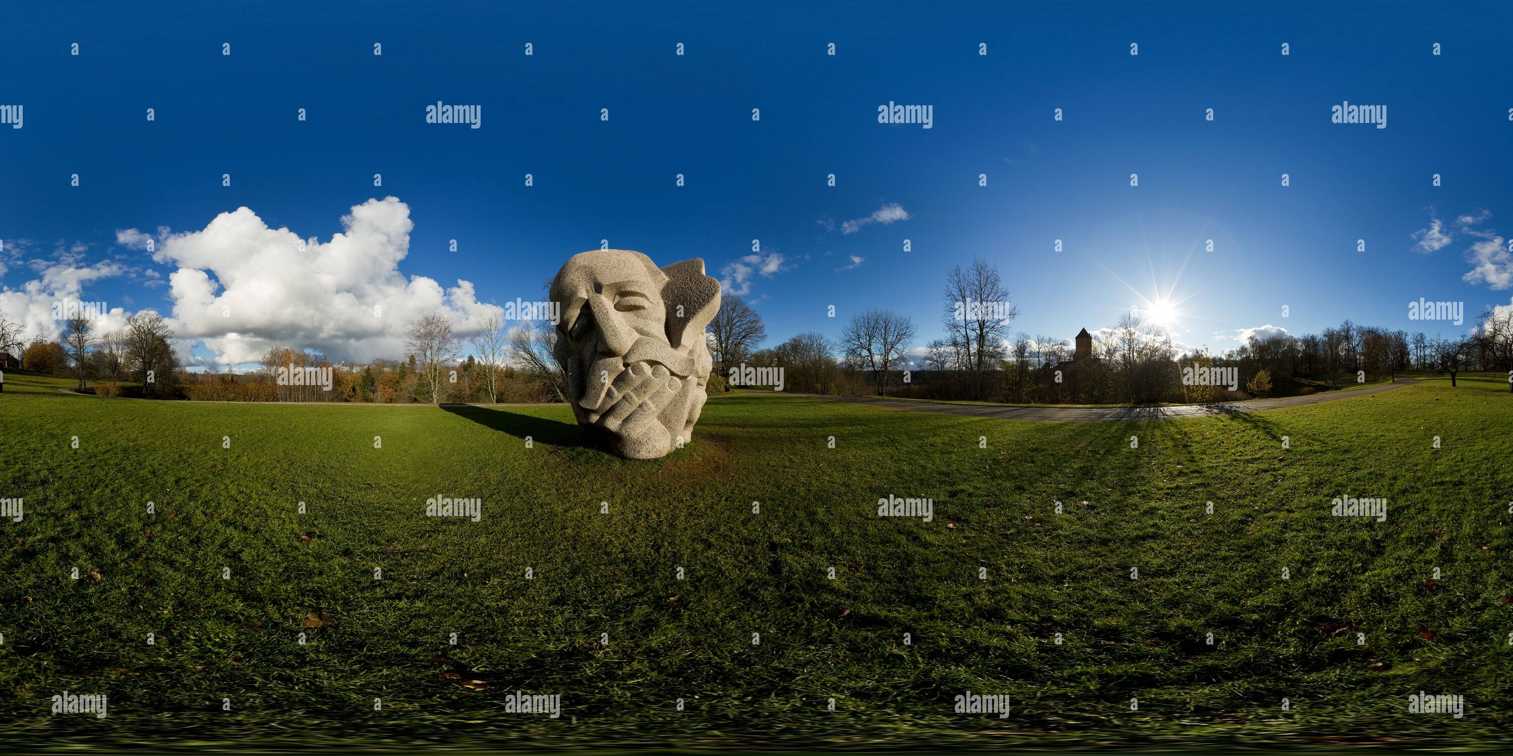360° view of Sculpture park "Dainu Kalns" in Turaida Museum Reserve ...