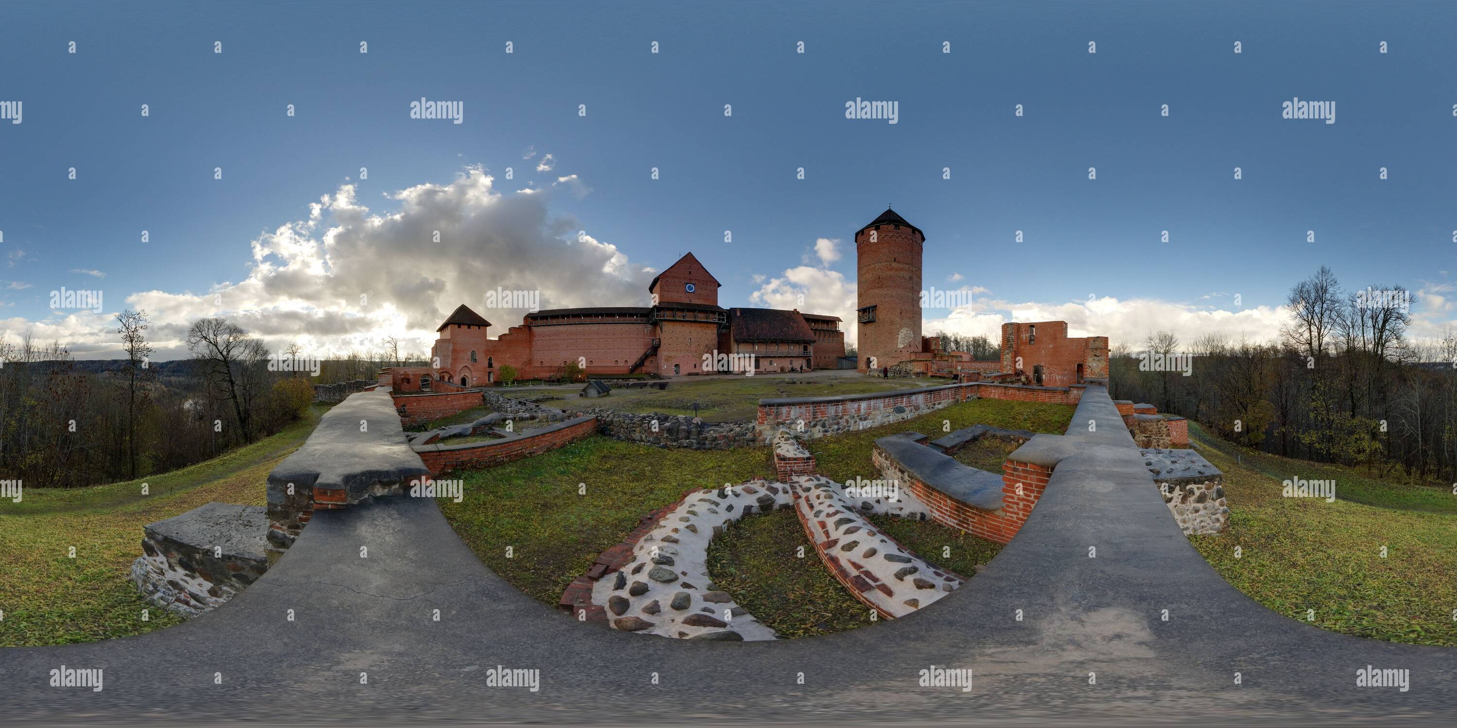 360° view of Reconstructed medieval castle in Turaida, Latvia - Alamy
