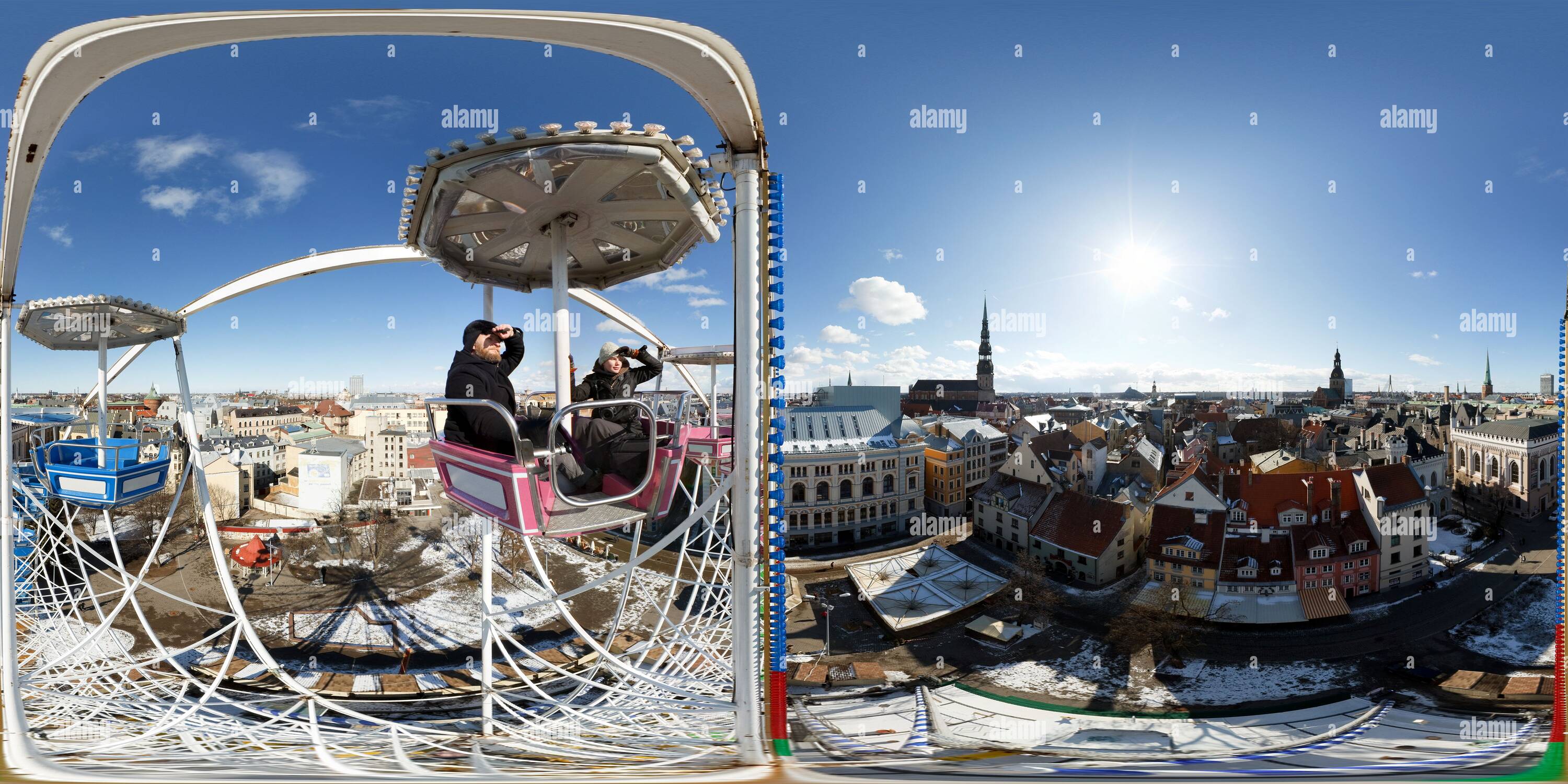 360° view of View of Old Riga from the Ferris wheel on Livu Square - Alamy
