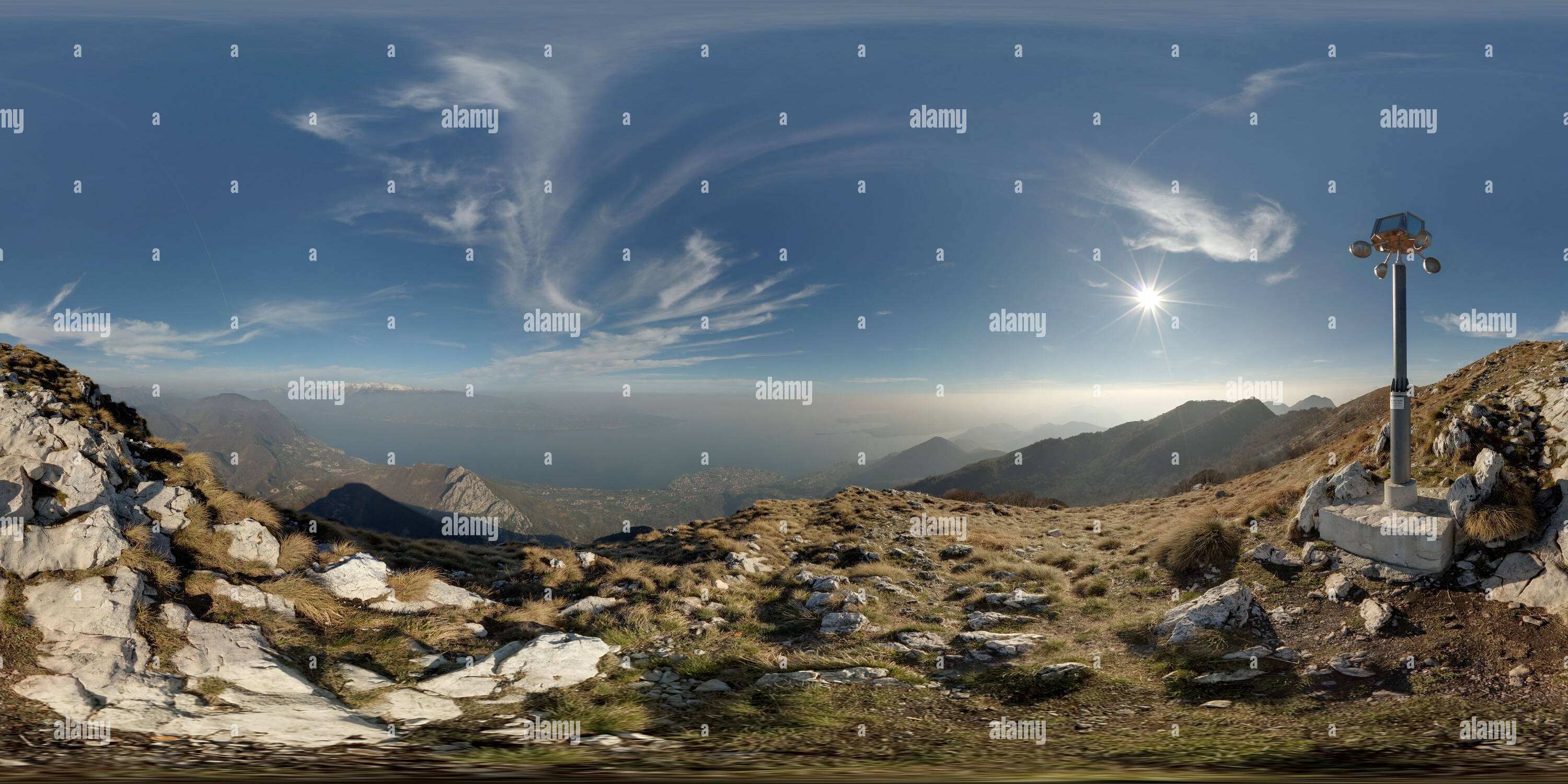 360° view of Solar beacon at the top of Mt Pizzocolo, Lago di Garda ...