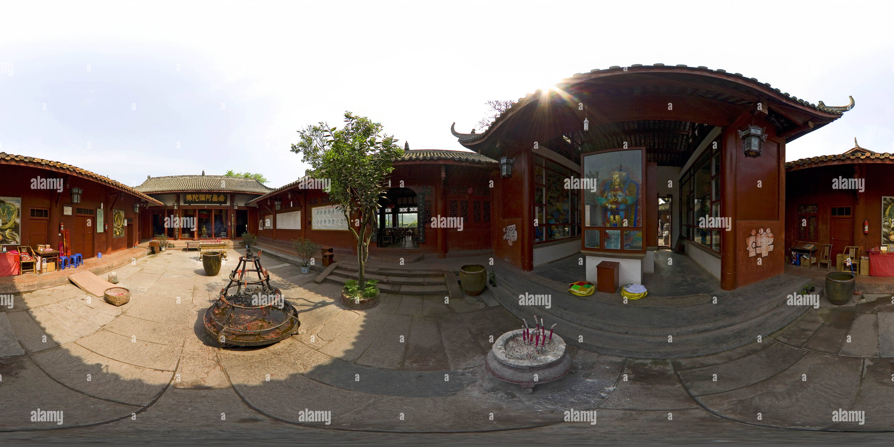 360° view of Yellow Longxi old town - Zhenjiang temple (indoor scene ...