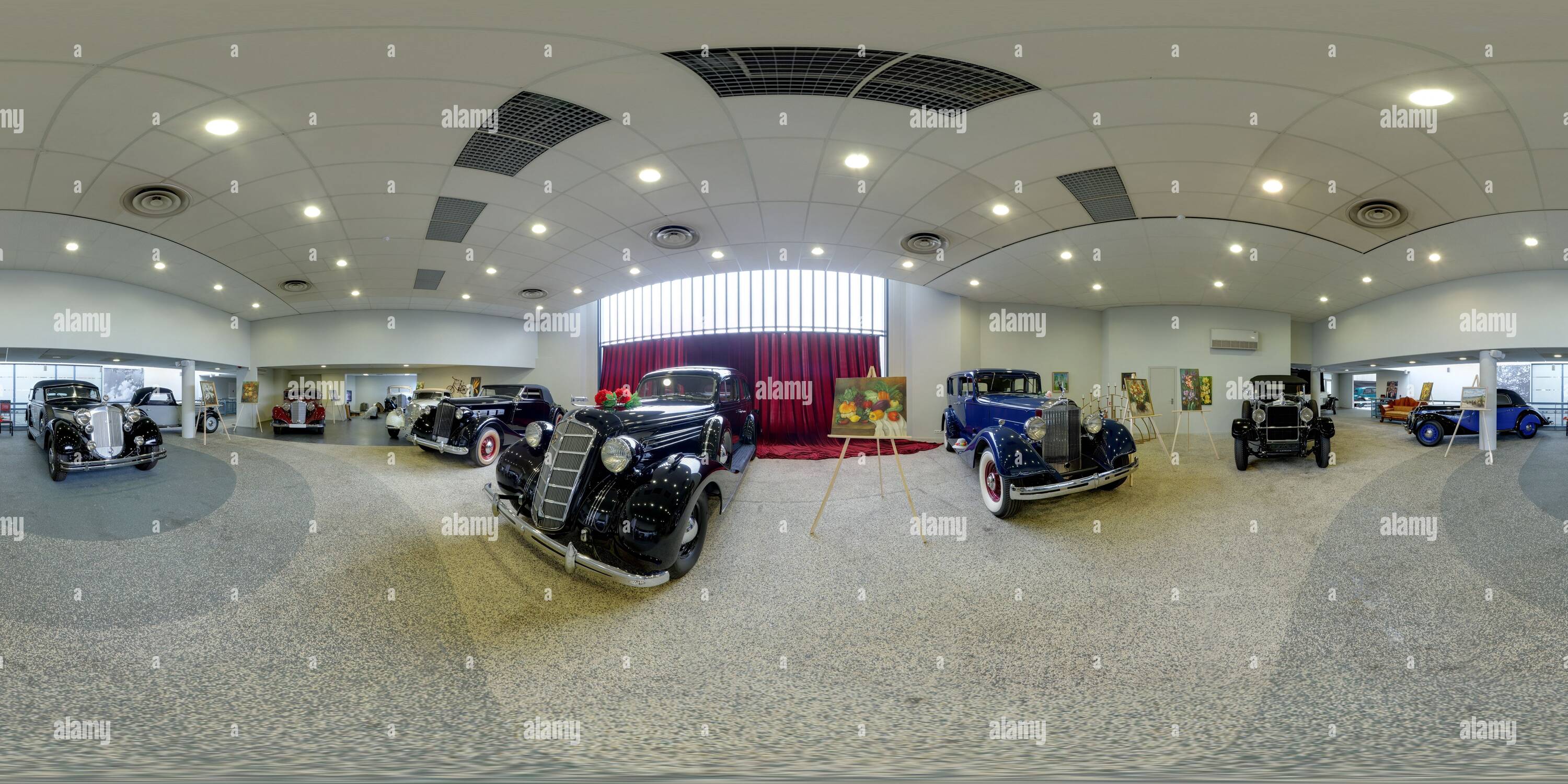 360° view of Antique cars and paintings exhibition at the Riga Motor ...