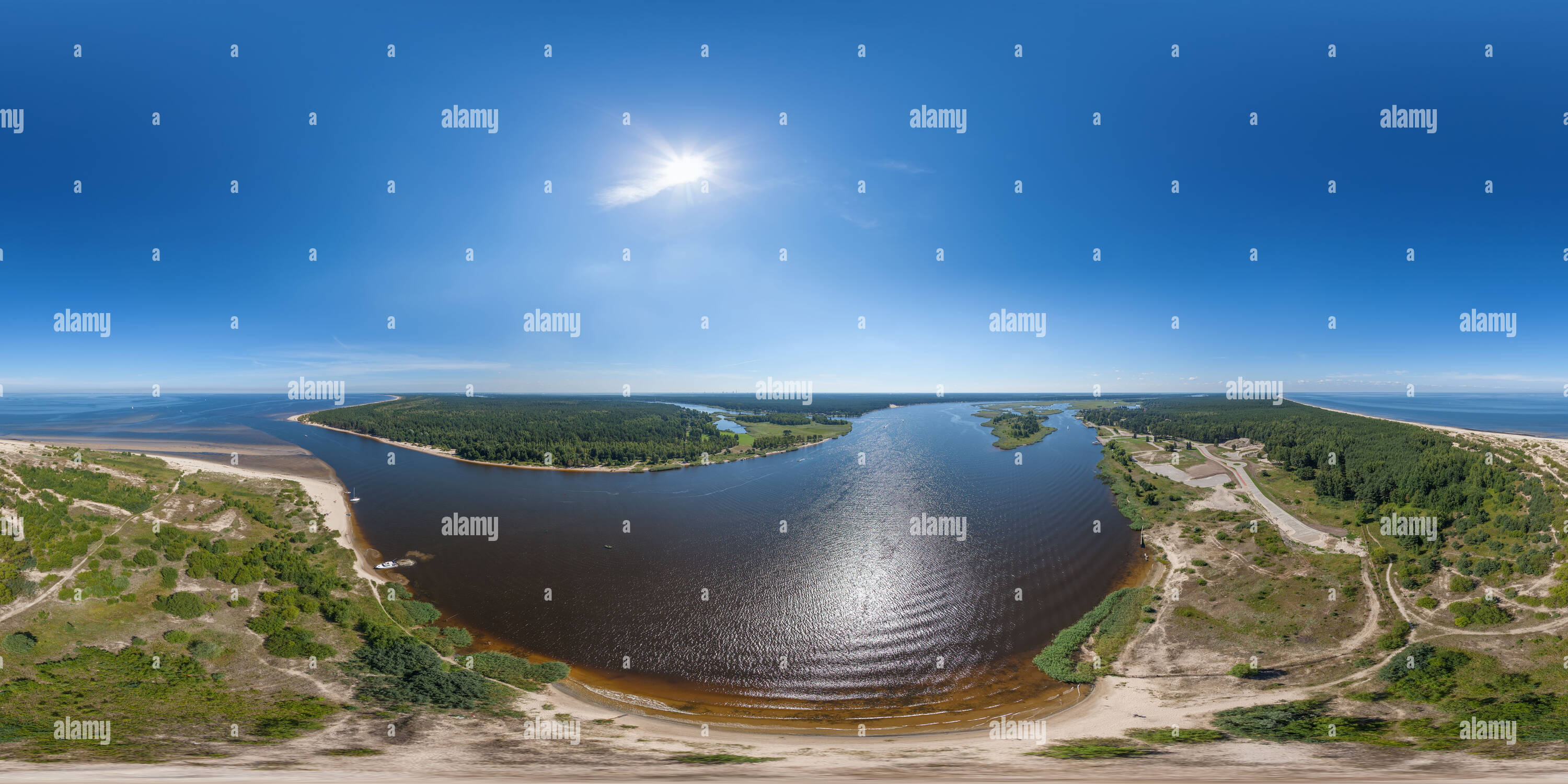 360° view of Mouth of Lielupe River - aerial view, Jurmala, Latvia - Alamy