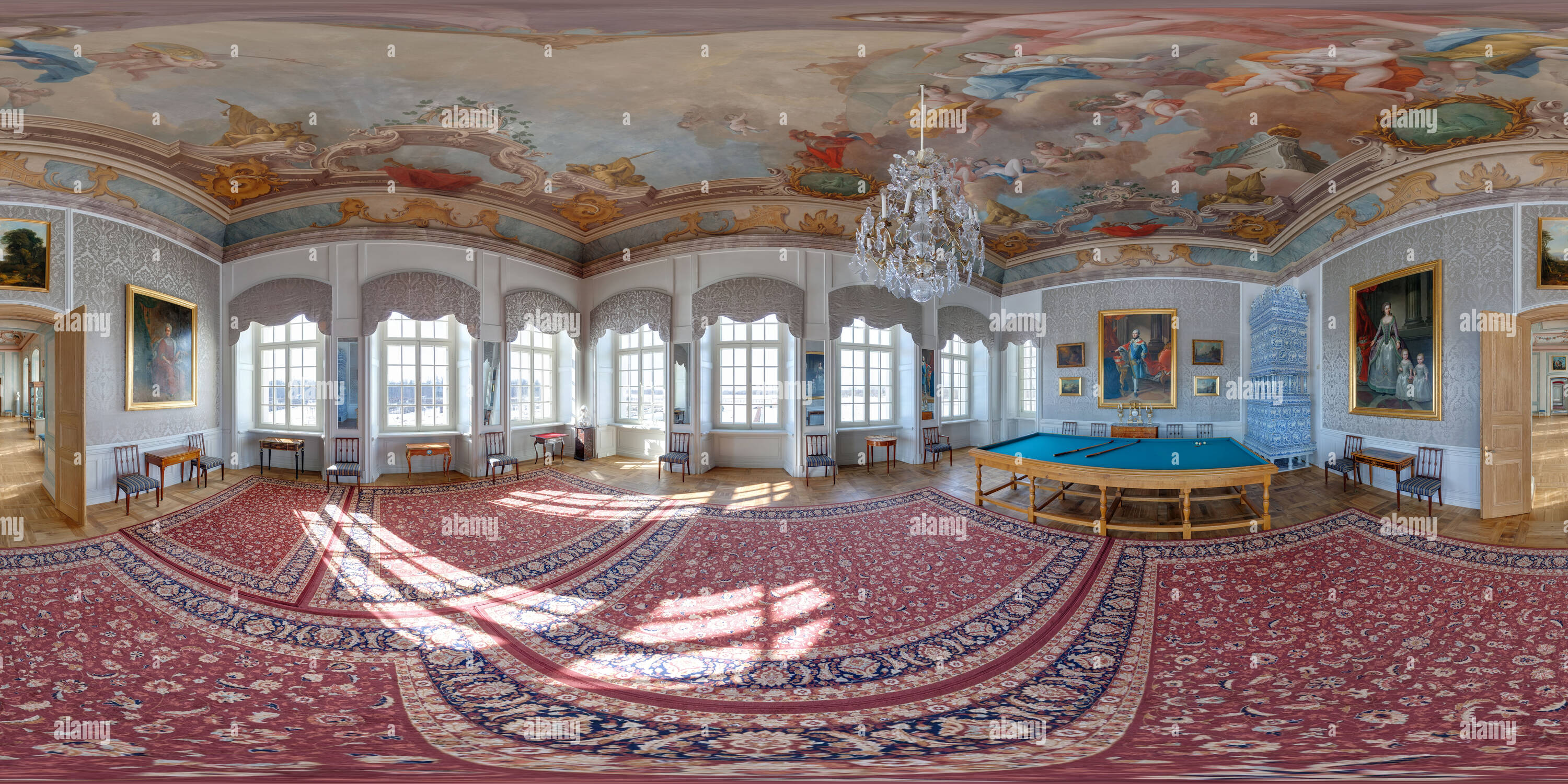 360° view of Duke's Billiard Room at the Rundale Palace, Latvia - Alamy