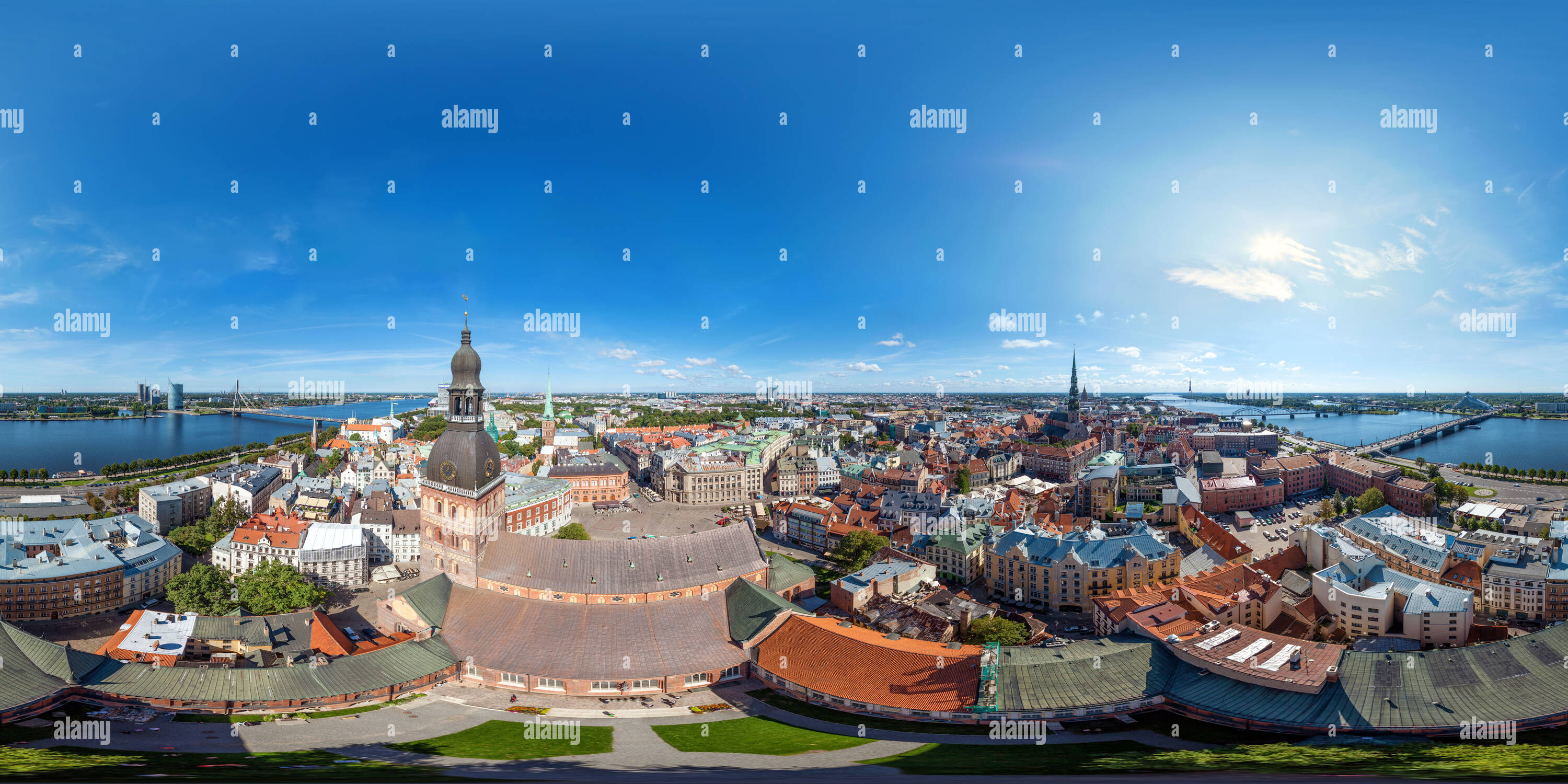 360° view of Aerial view over the Dome Cathedral in Old Riga, Latvia ...