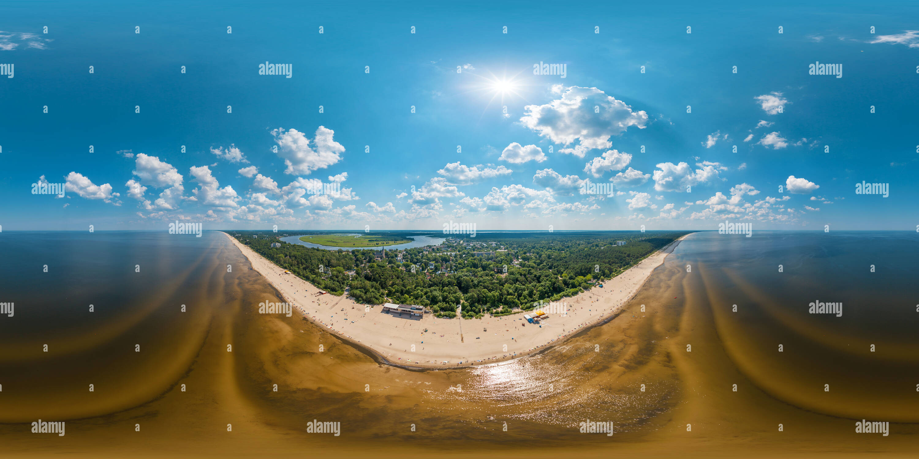 360° view of Aerial panorama of Dubulti Beach in Jurmala, Latvia - Alamy