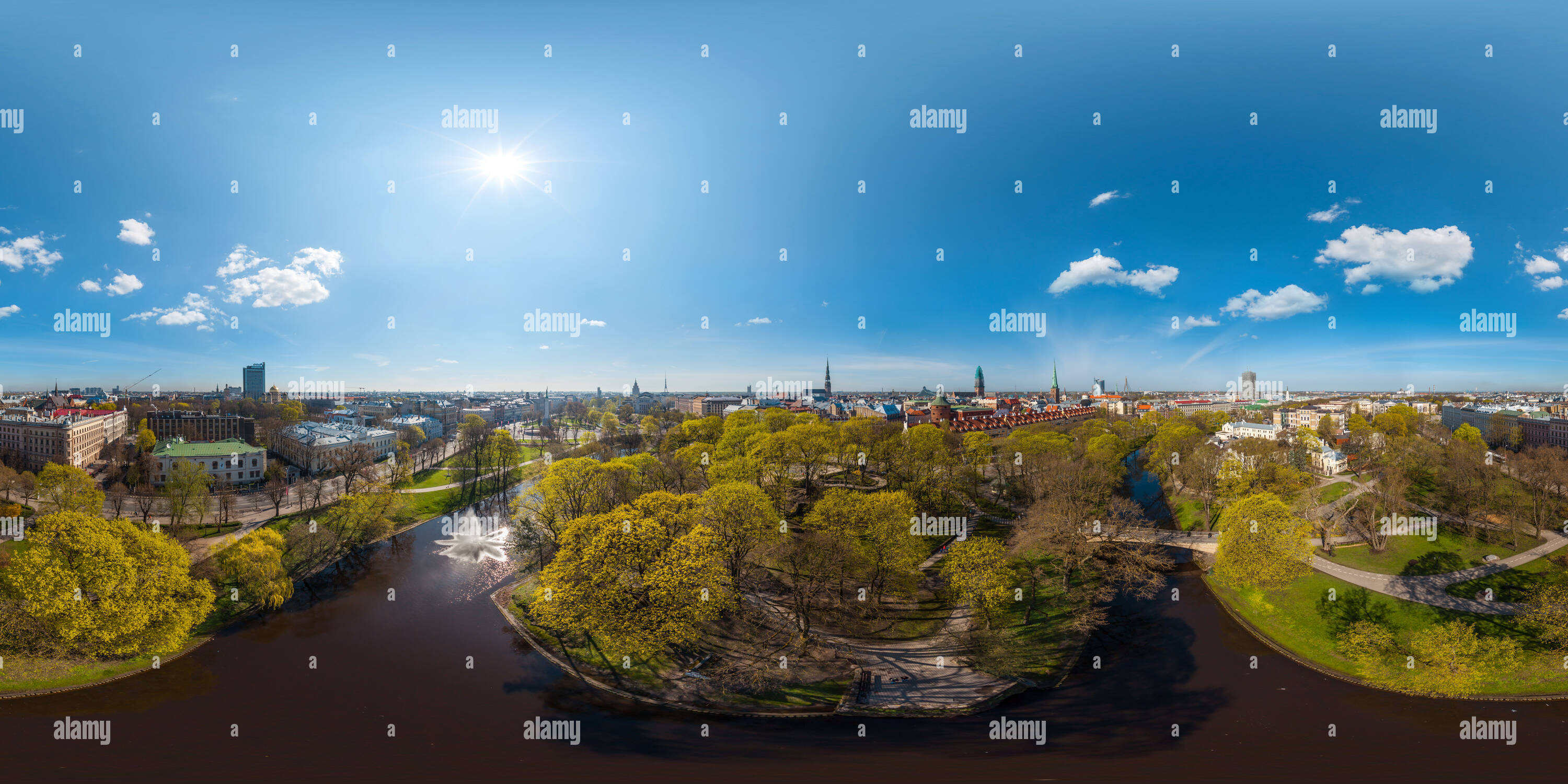 360° view of Spring at the Bastion Hill Park in Riga - Alamy
