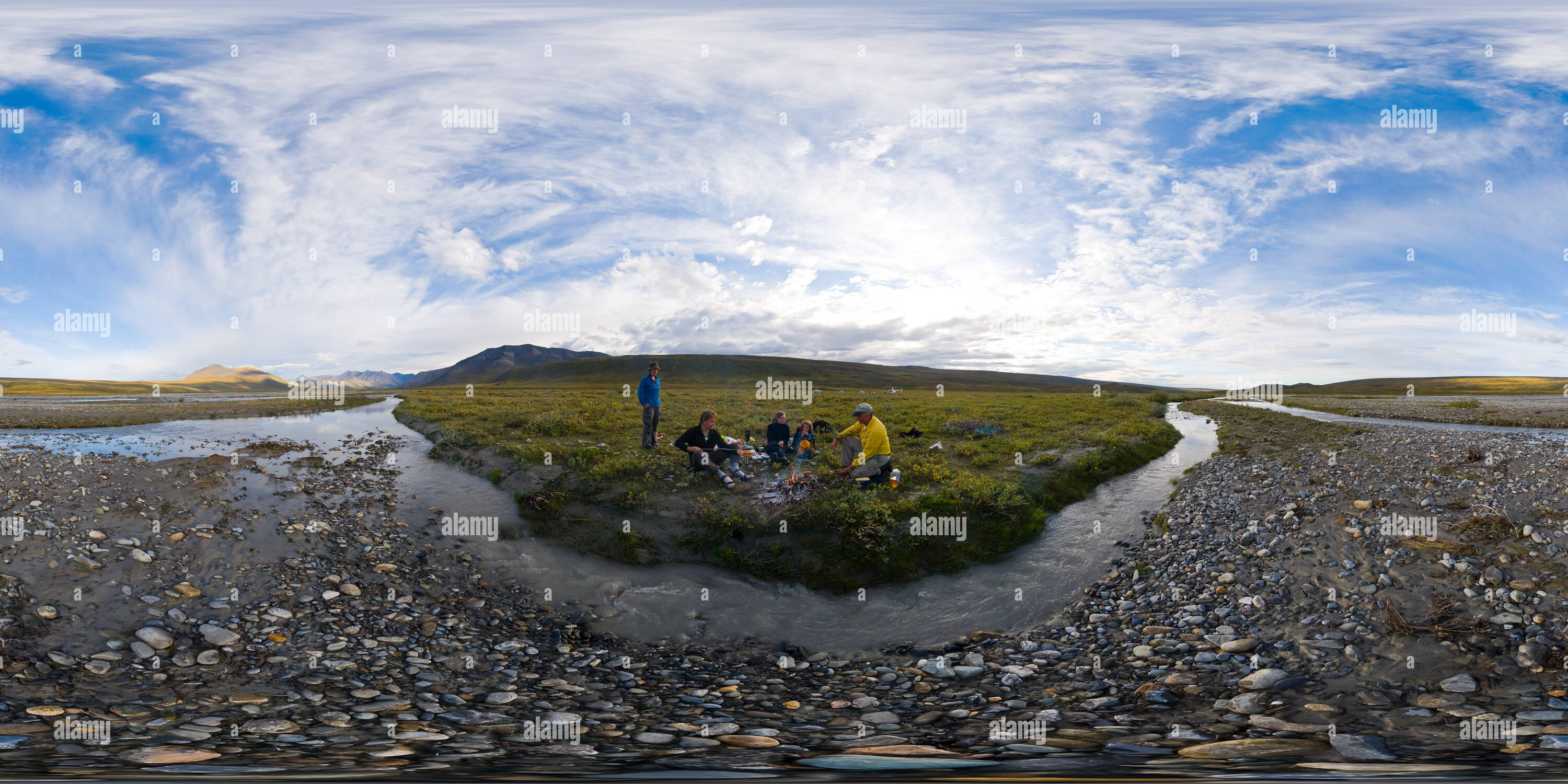 360° view of Campfire on the Jago River - Alamy