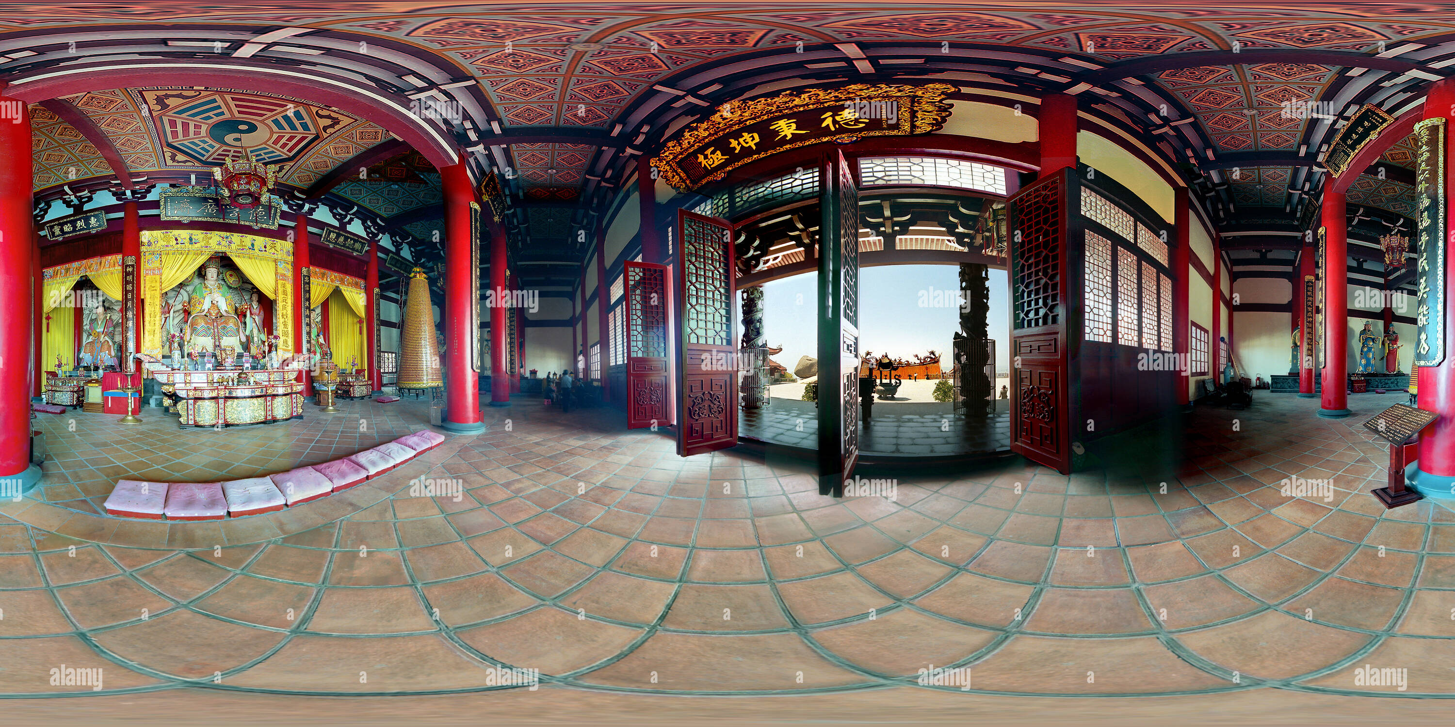 360° view of Fujian Putian The goddess of the sea Mazu Temple main hall ...