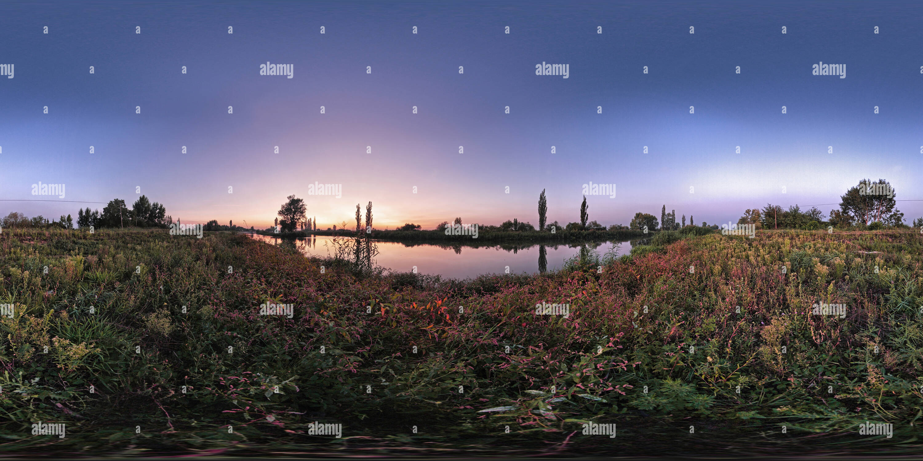 360° view of Bega sunset in Utvin - Timis county - Romania - Alamy