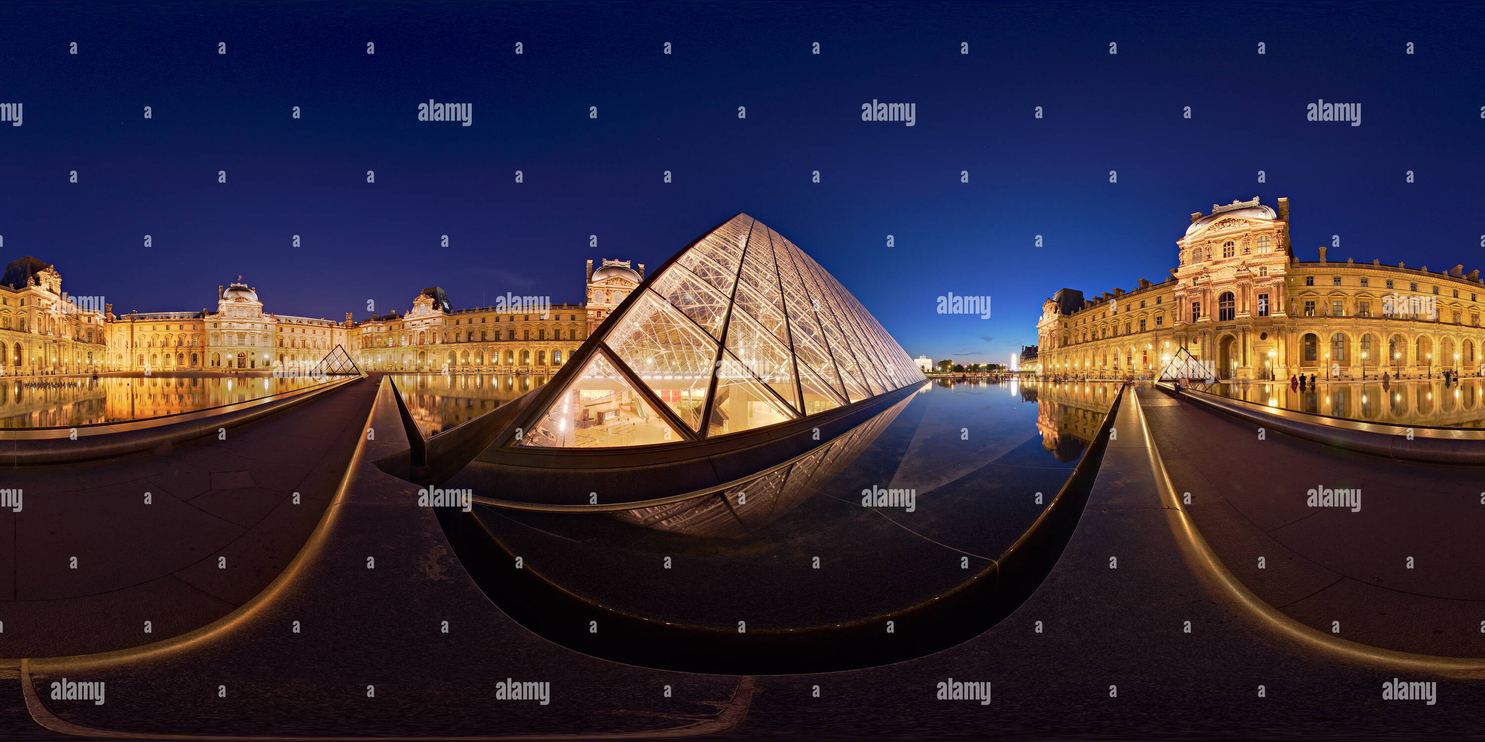 360° view of Louvre Pyramid at Night - Alamy