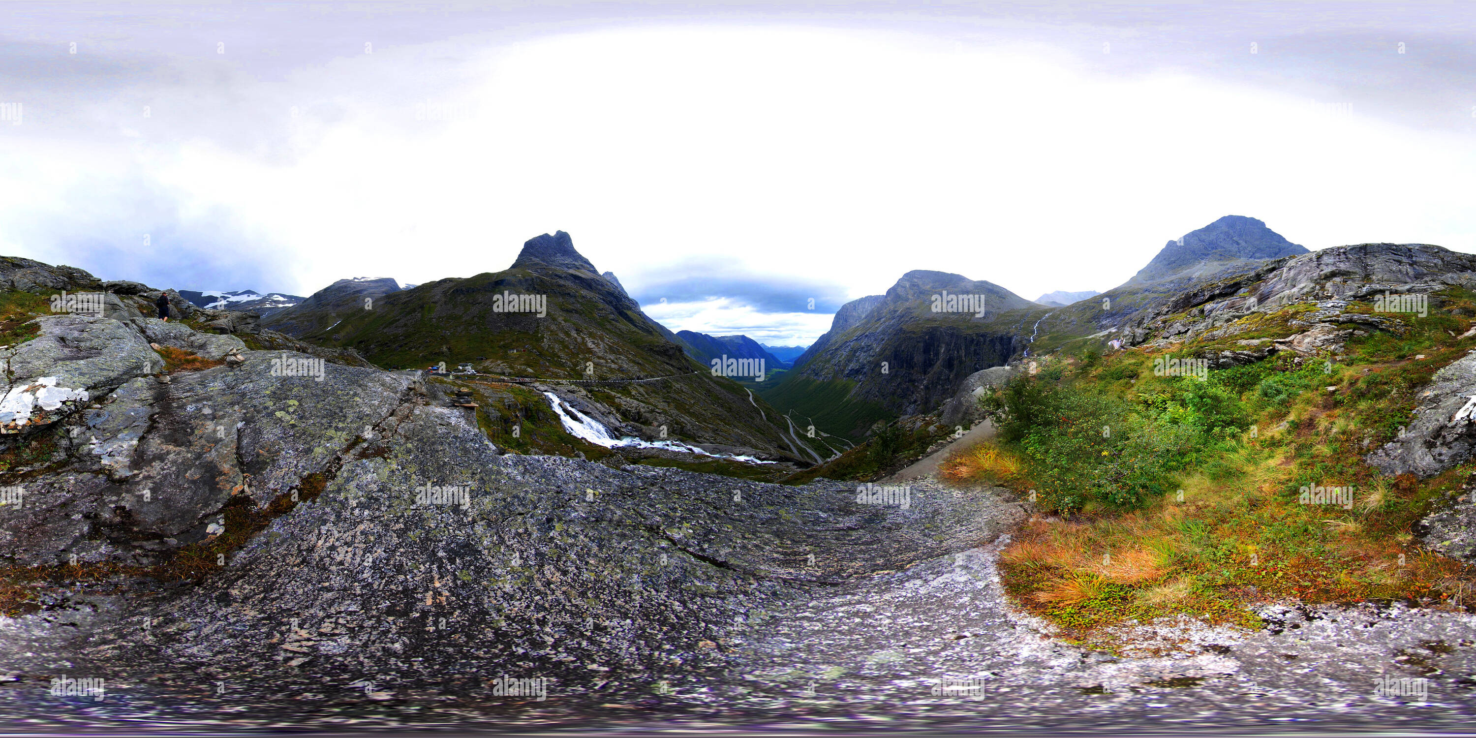 360° view of Trollstigen and Stigfossen Waterfall, Romsdal, Norway - Alamy