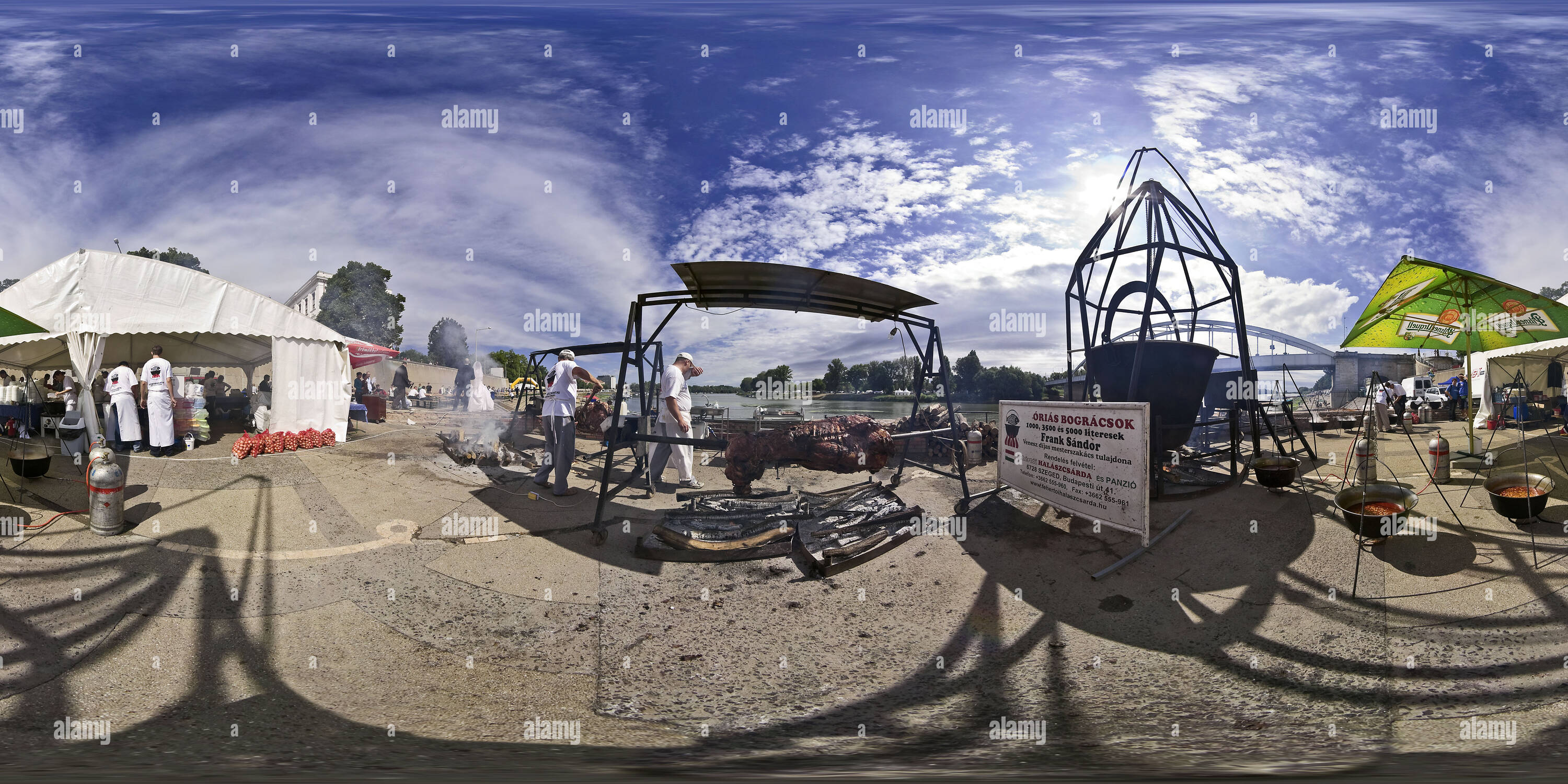 360° view of Fish festival 2009 - Ox roasting beside the giant cauldron ...