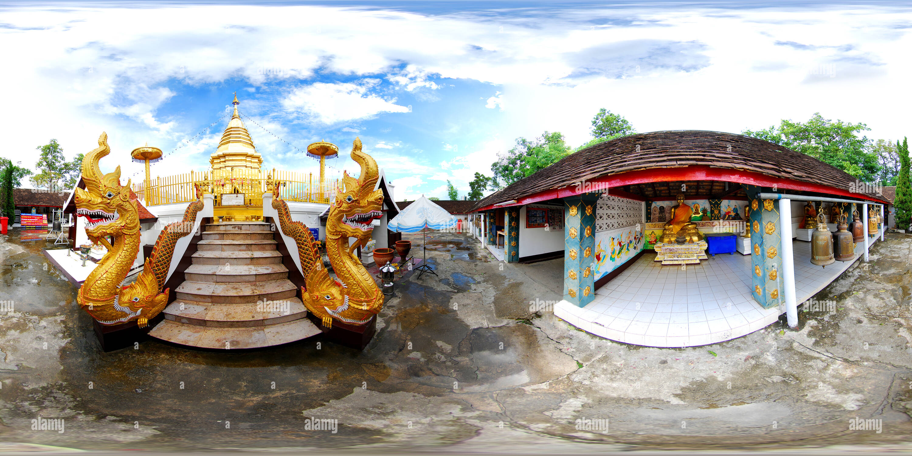 360° view of Wat Phrathat Doi Kham, Temple of the Golden Mountain ...