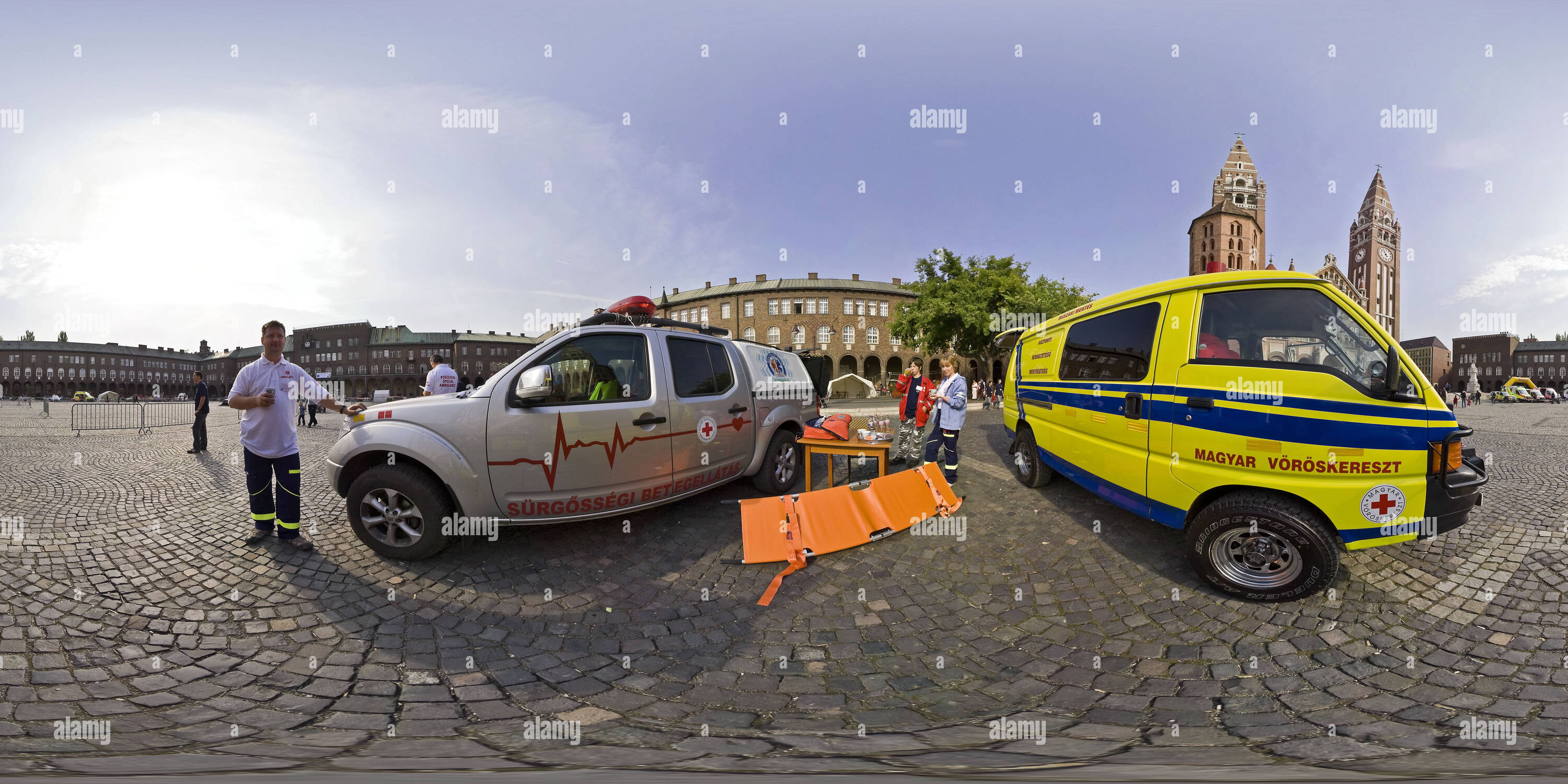 360° view of Emergency Day - Red Cross rescue unit and special ...