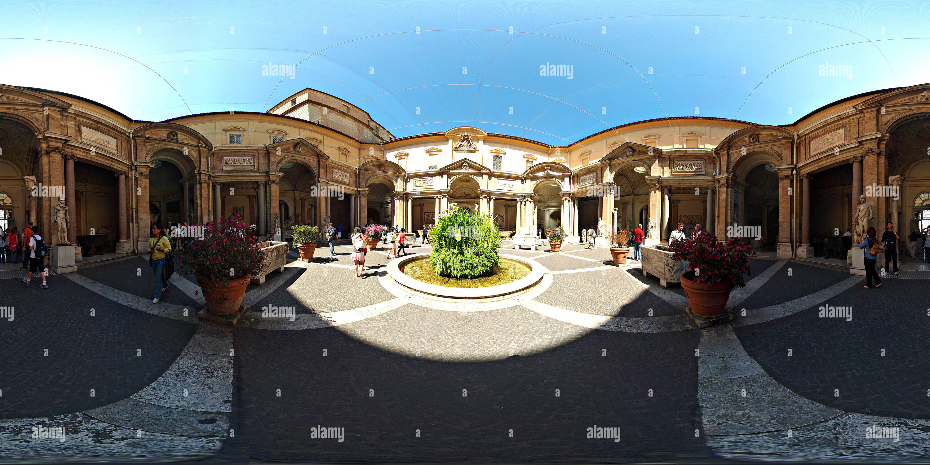 360° view of Octogonal Courtyard in the Vatican Museums, Rome, Italy ...