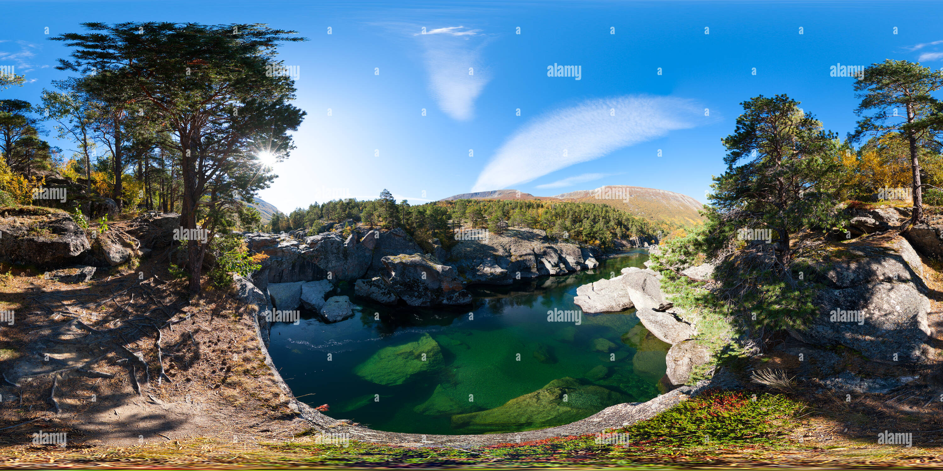 360° view of River Driva reappears at Mågålaupet - Alamy