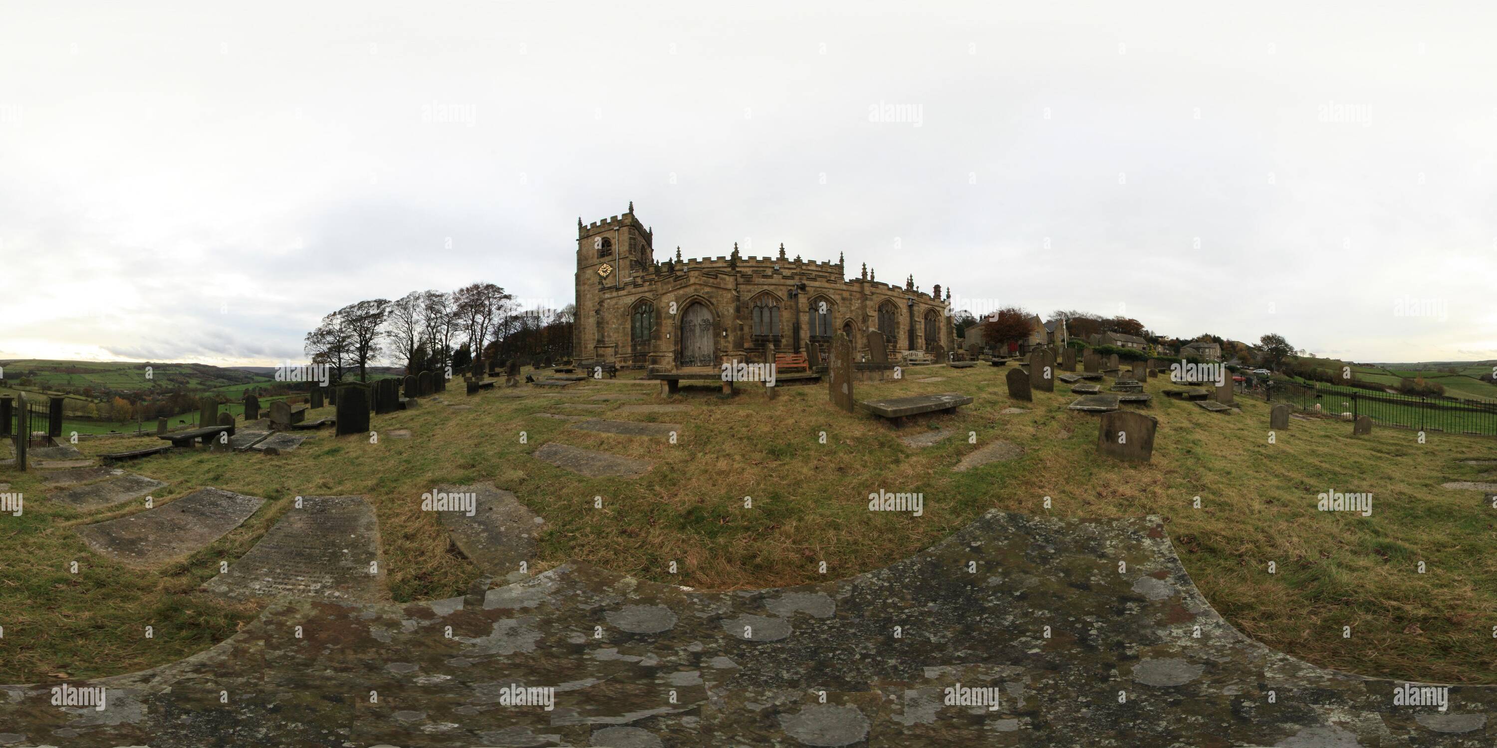360° view of St Nicholas Church and Graveyard, High Bradfield - Alamy