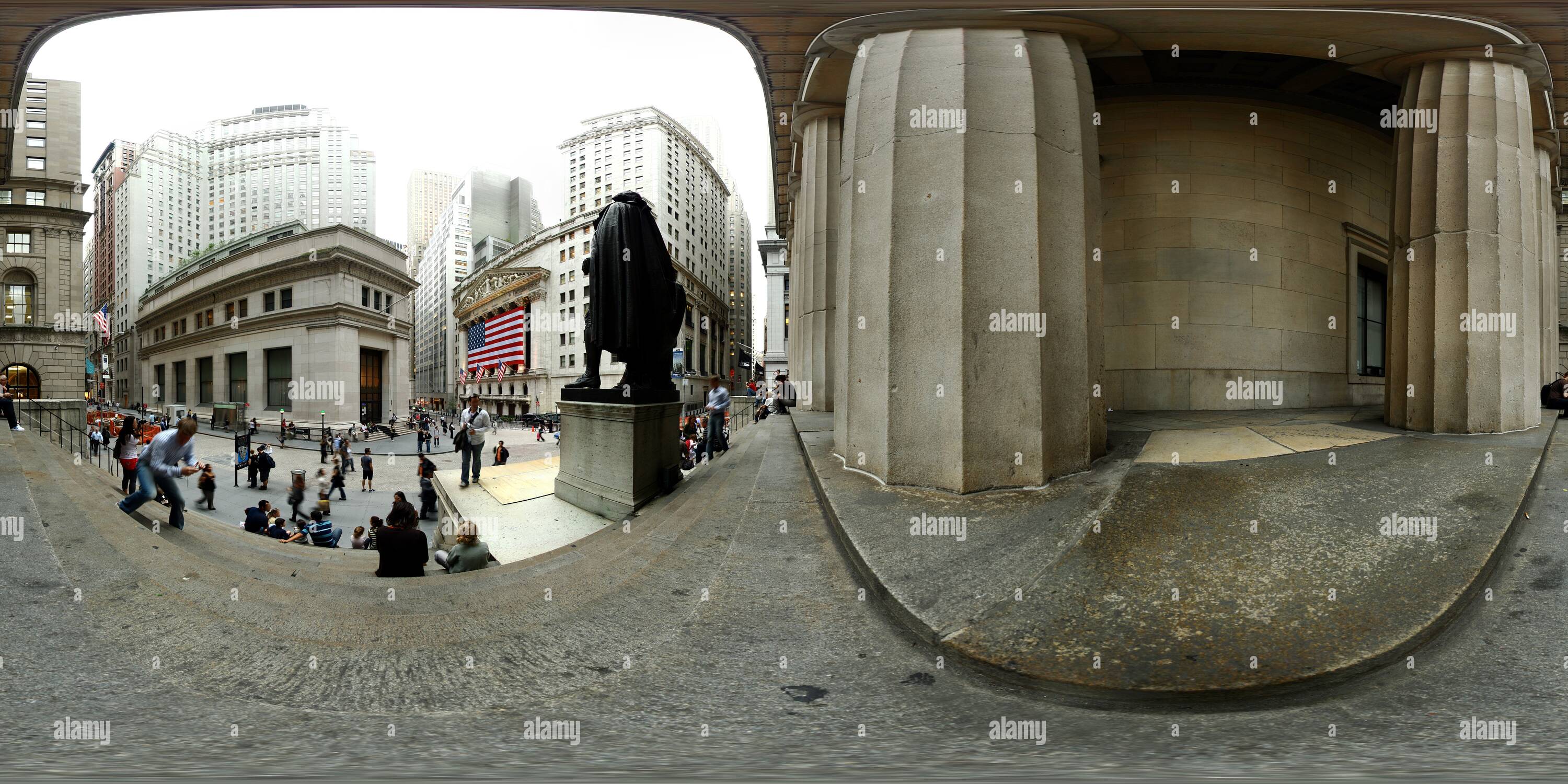 360° view of On the Federal Hall steps - Alamy