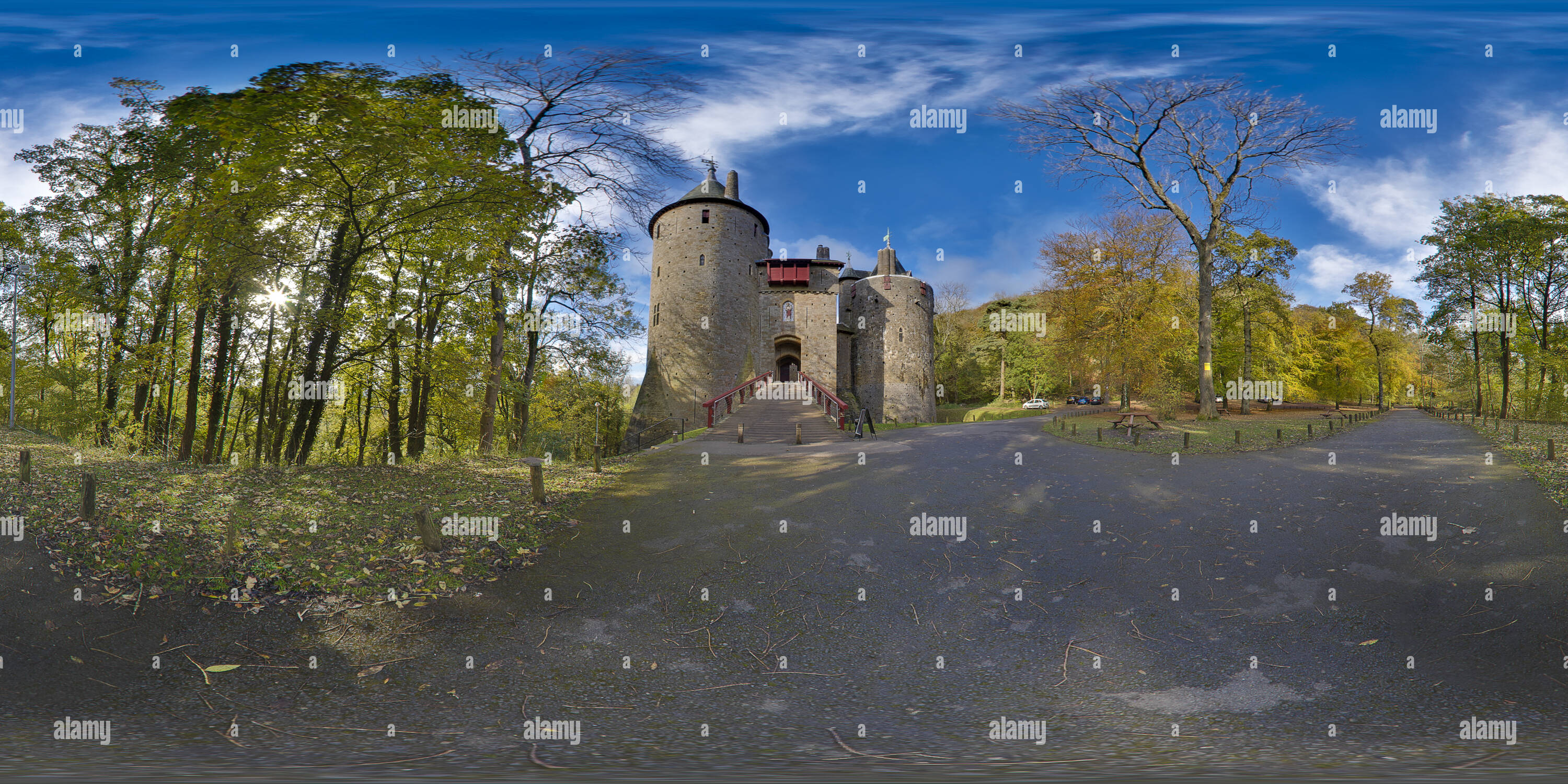 360° view of Castell Coch, Tongwynlias, Cardiff, Wales. (Caerdydd ...