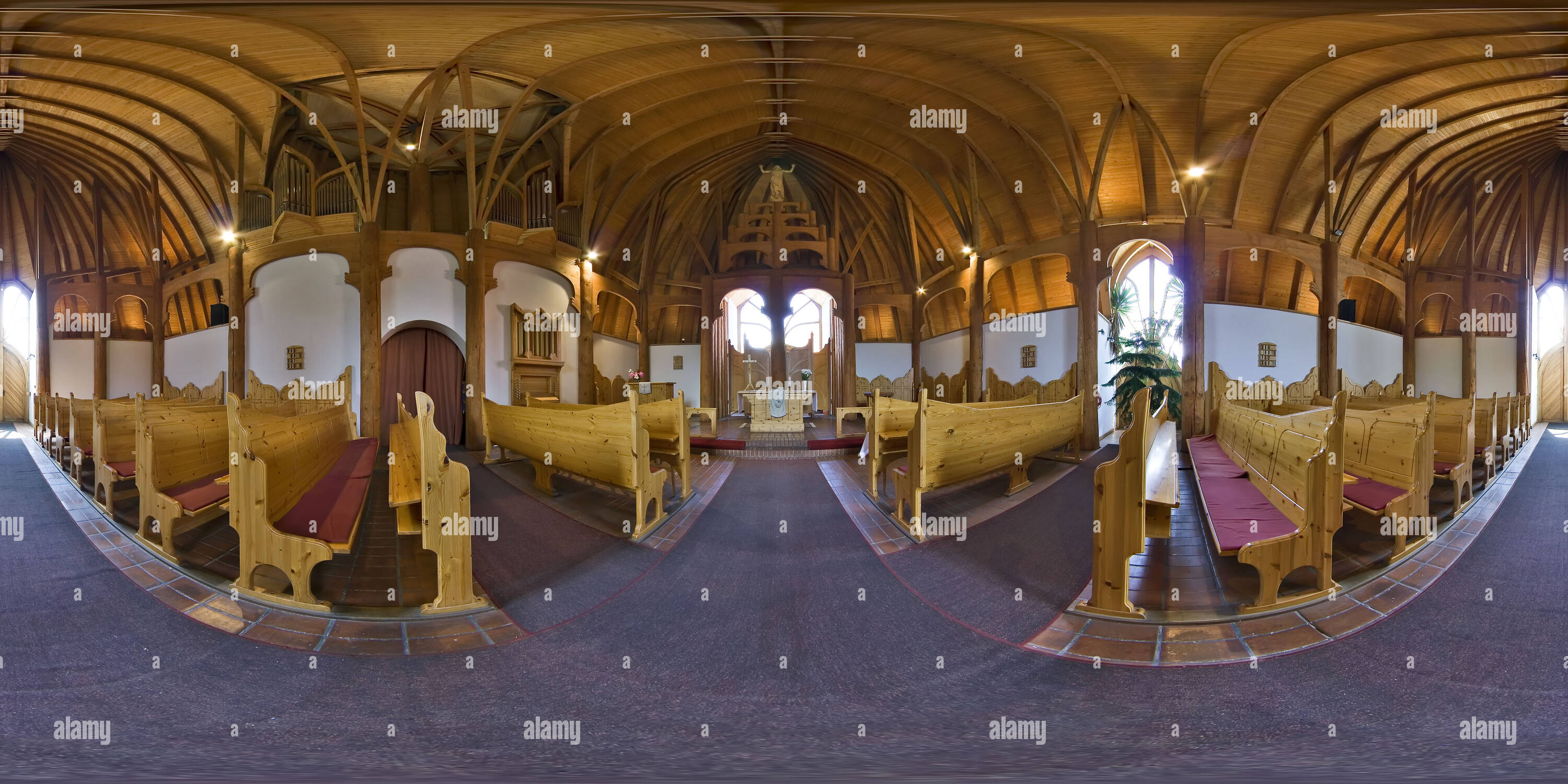 360° view of Evangelic church inside - planning Imre Makovecz - Alamy