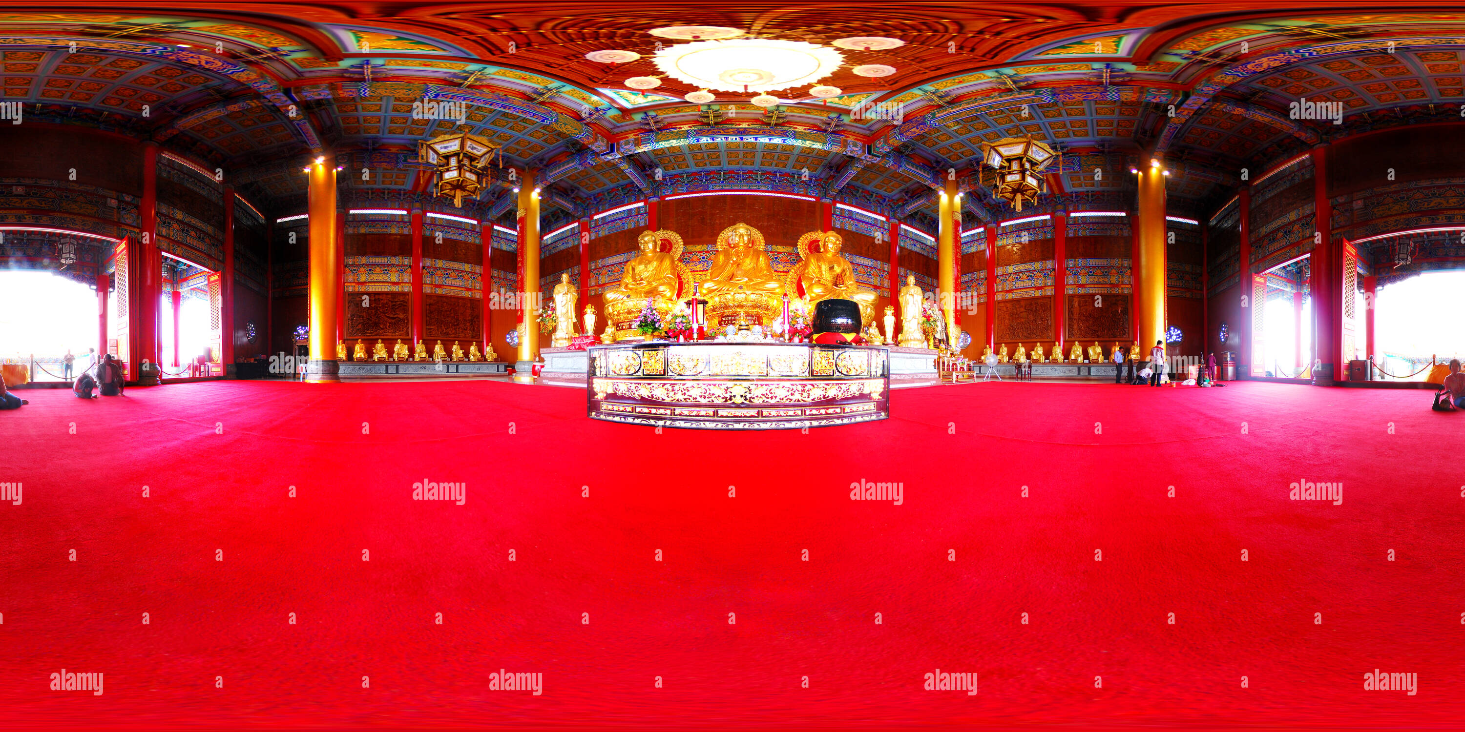 360° view of Wat Boromracha Kanchanapisek Anusorn, Main Ubosot Hall ...