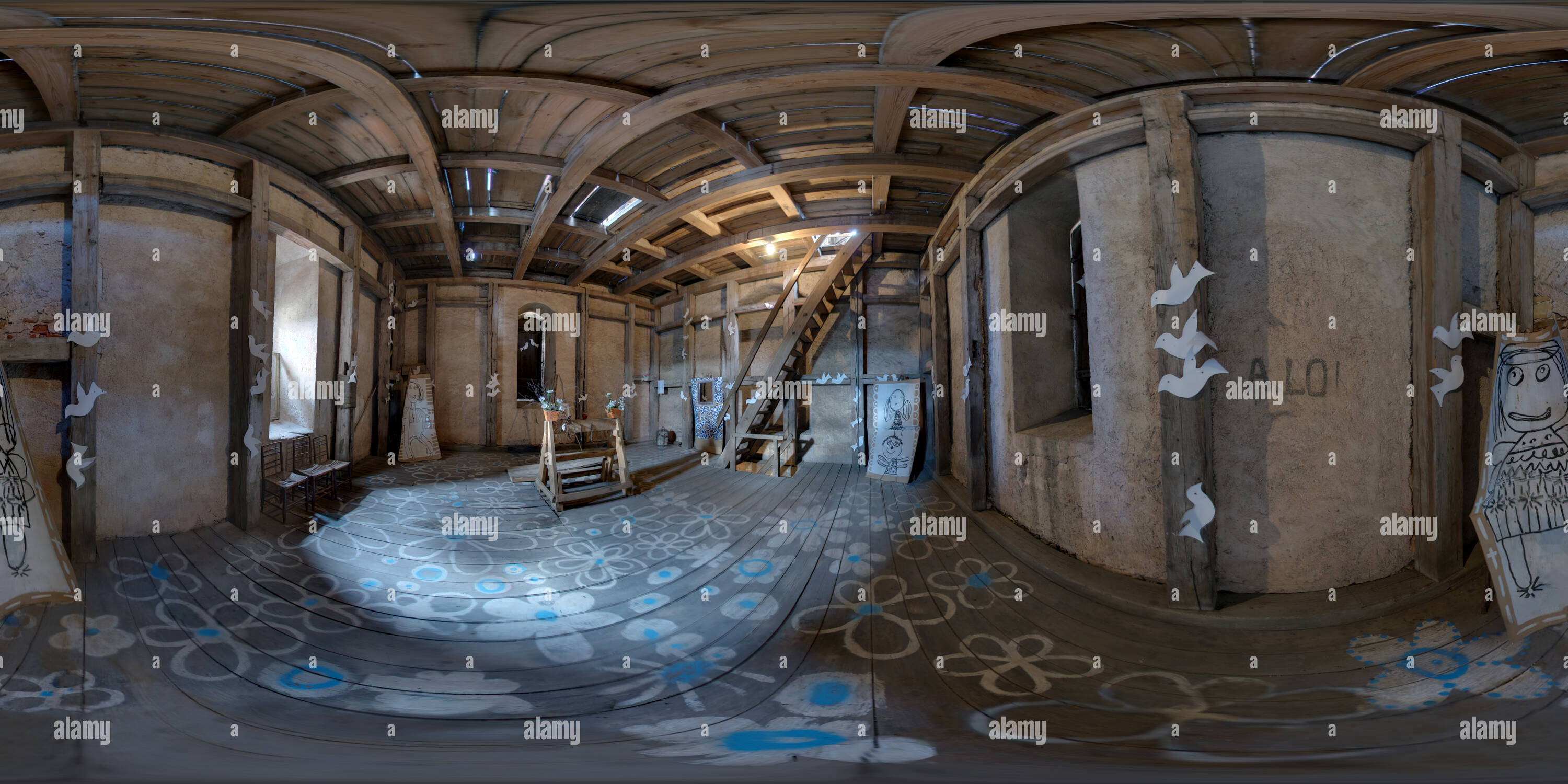 360° view of Belfry of St.John's Cesis Church, floor lll - Alamy