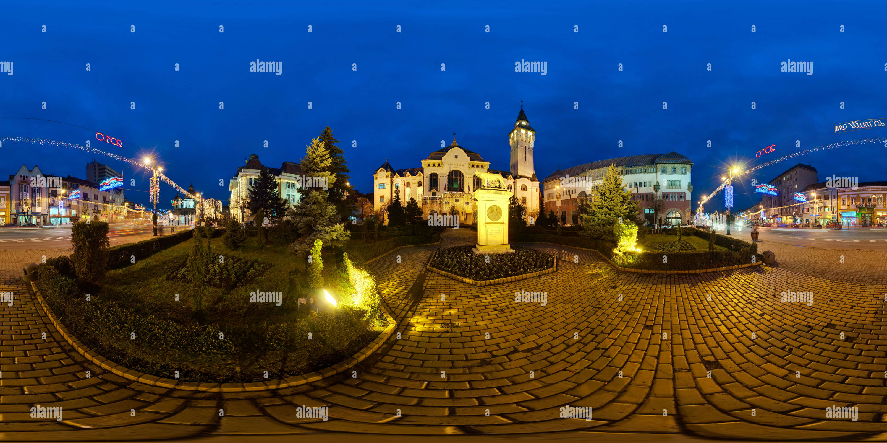 360° view of Mures county Prefecture on a december night - Alamy