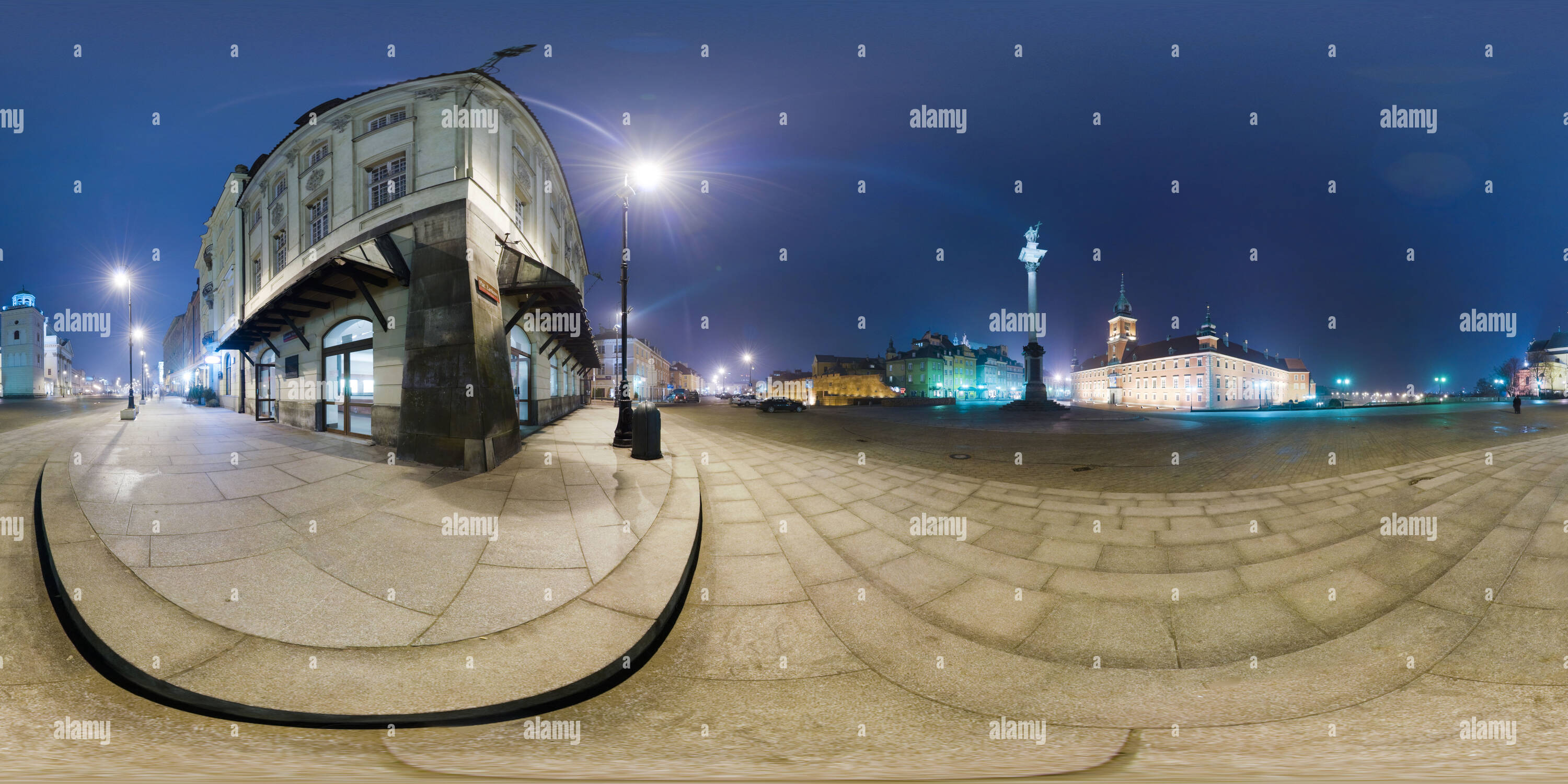 360° view of Warsaw - Castle square and Zygmunt's column - Alamy