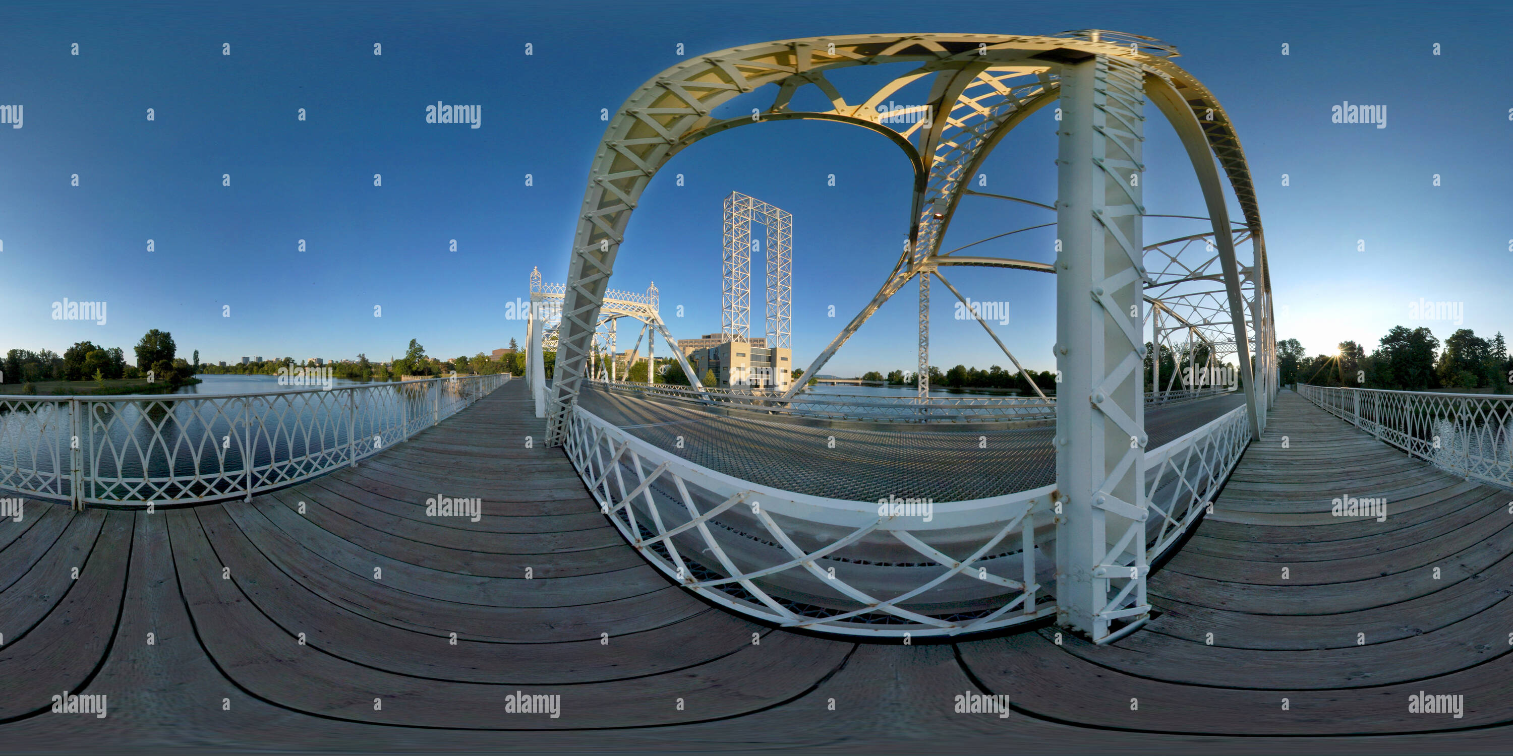 360° view of Minto Bridges over the Rideau River, New Edinburgh, Ottawa ...