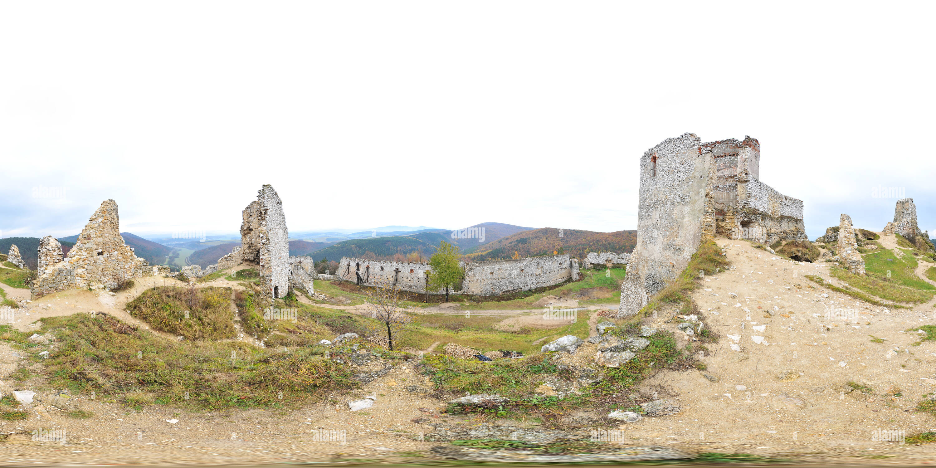 360° view of Čachtice upper castle courtyard castle - Alamy