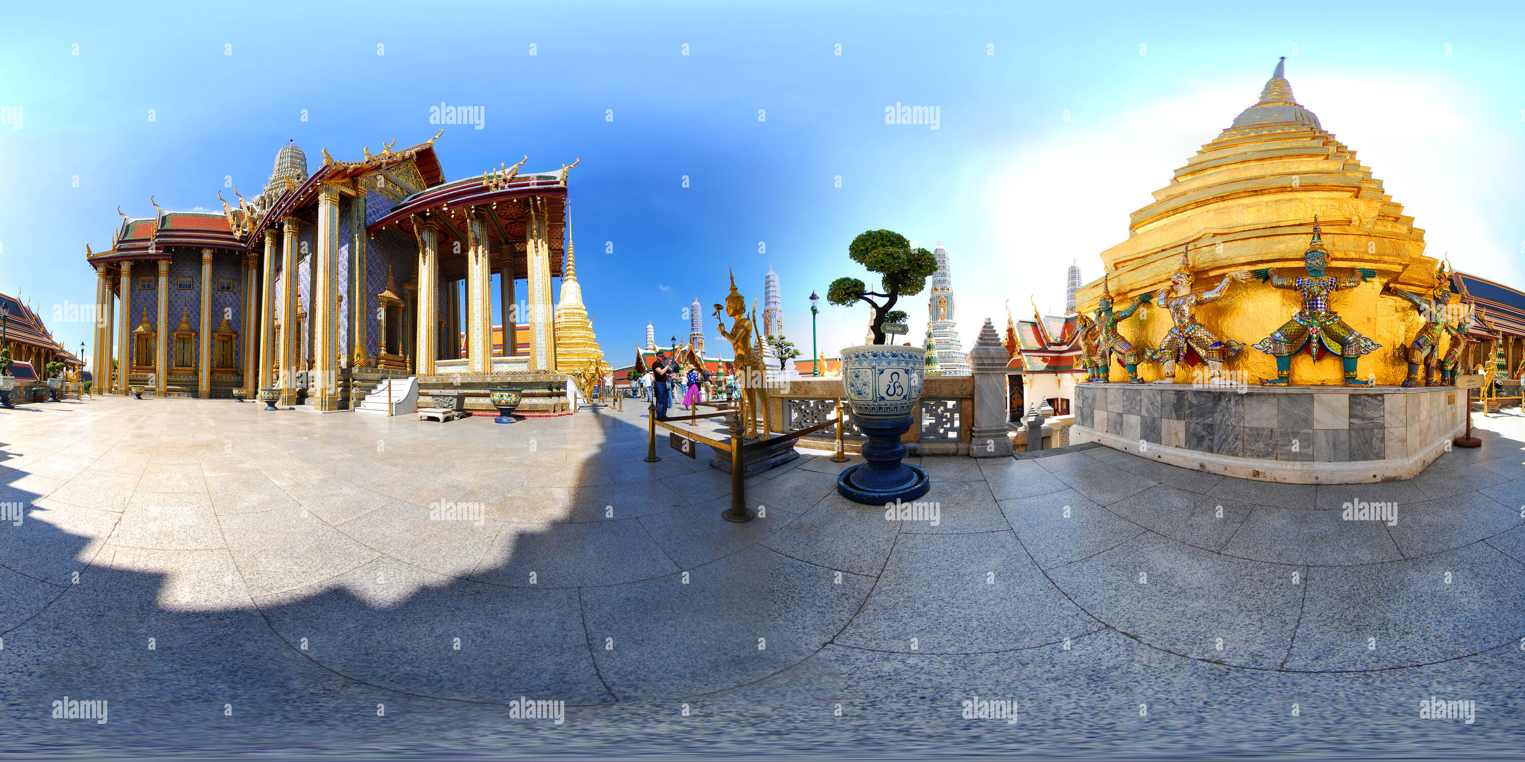 360° view of The Royal Pantheon, Temple of the Emerald Buddha, Bangkok ...