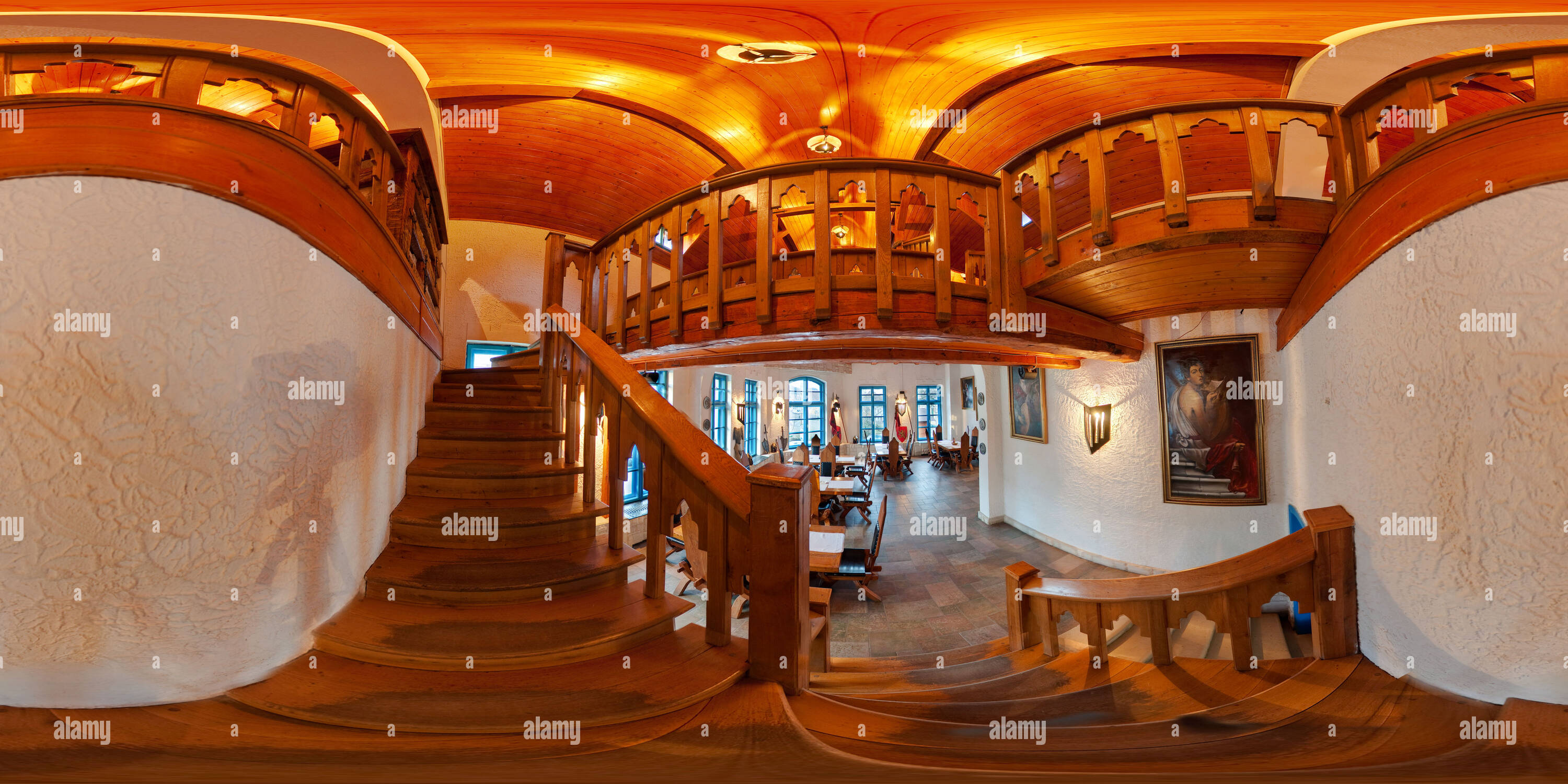 360° view of Medieval restaurant Unglerus in Biertan - Alamy
