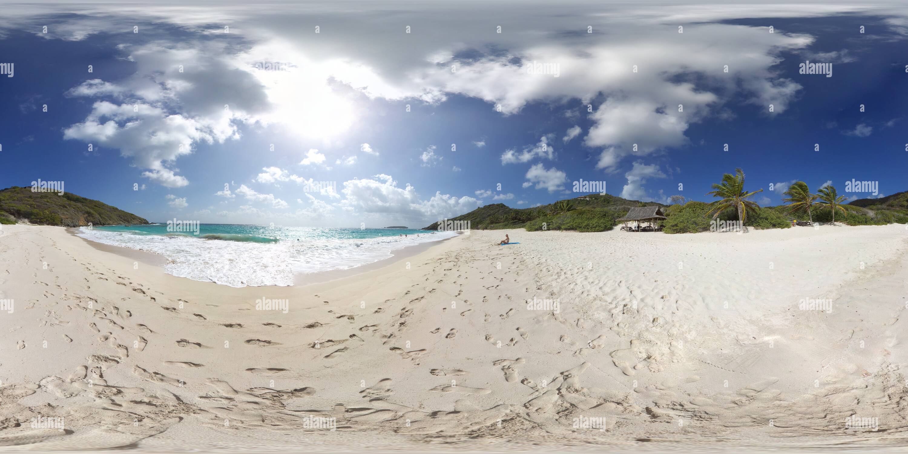 360° view of Macaroni Beach, Mustique - St. Vincent and the Grenadines ...