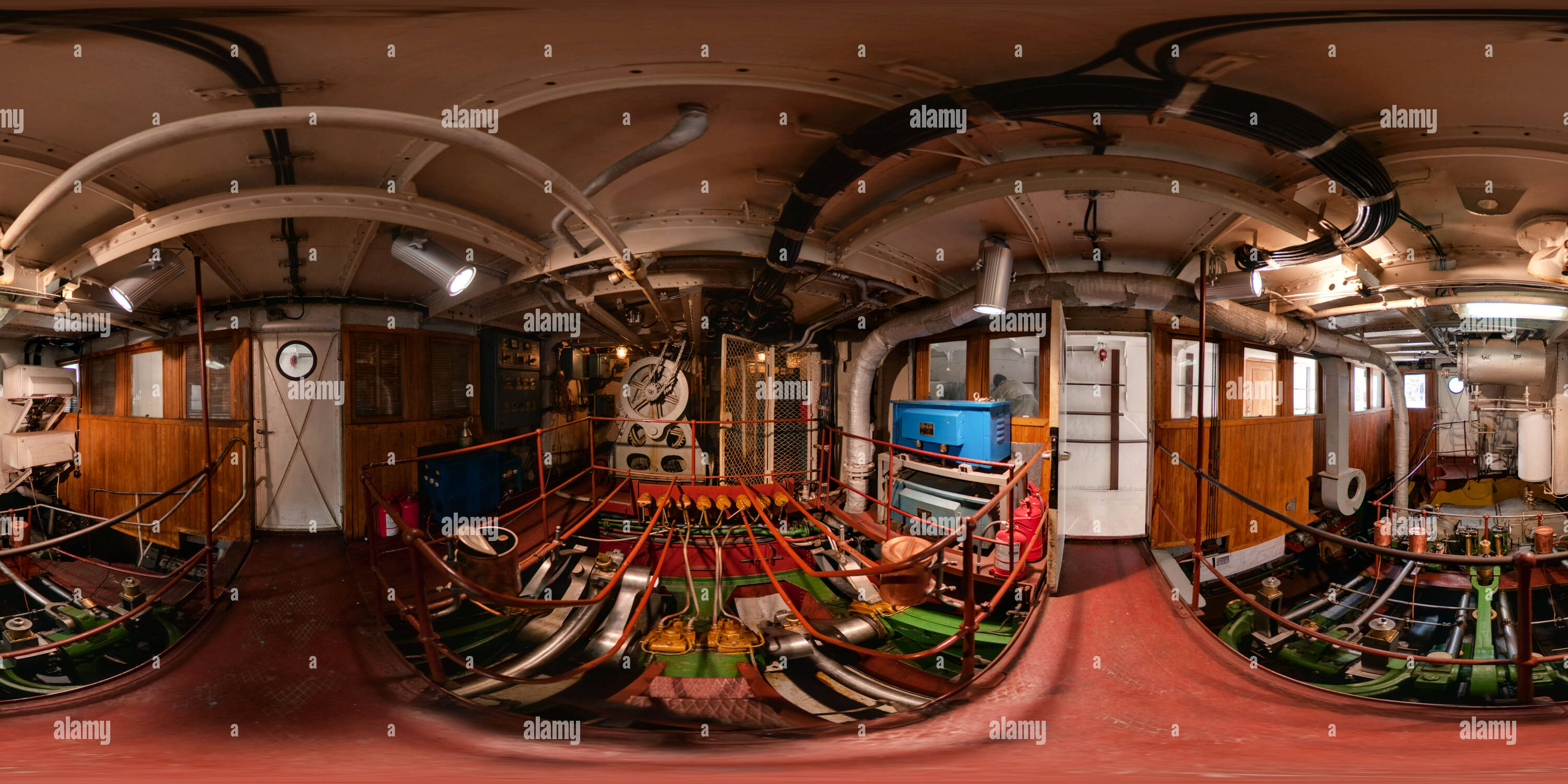 360° view of Engine room of the steam-frigate Republica in Tulcea - Alamy