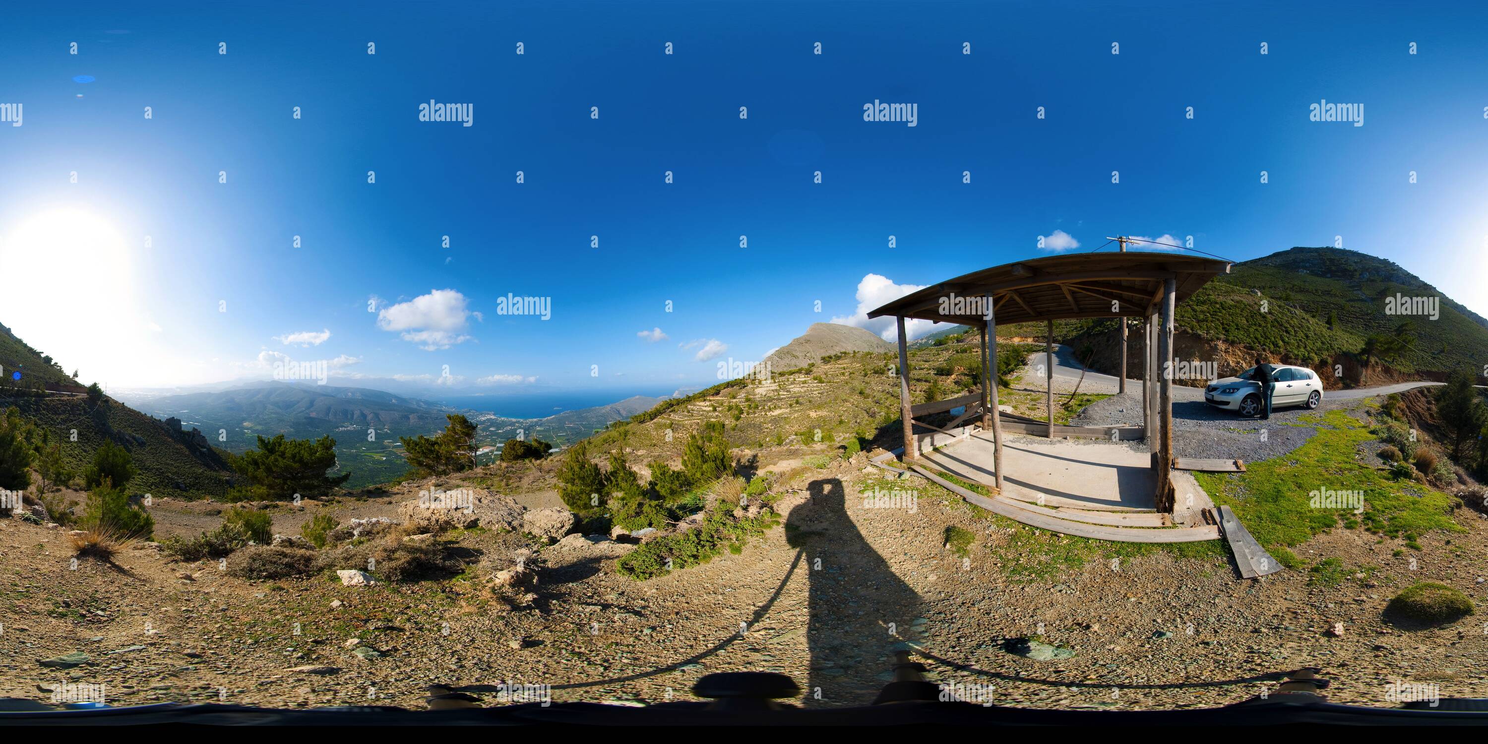 360° view of Crete from above, rest area at the road to Thrypti - Alamy