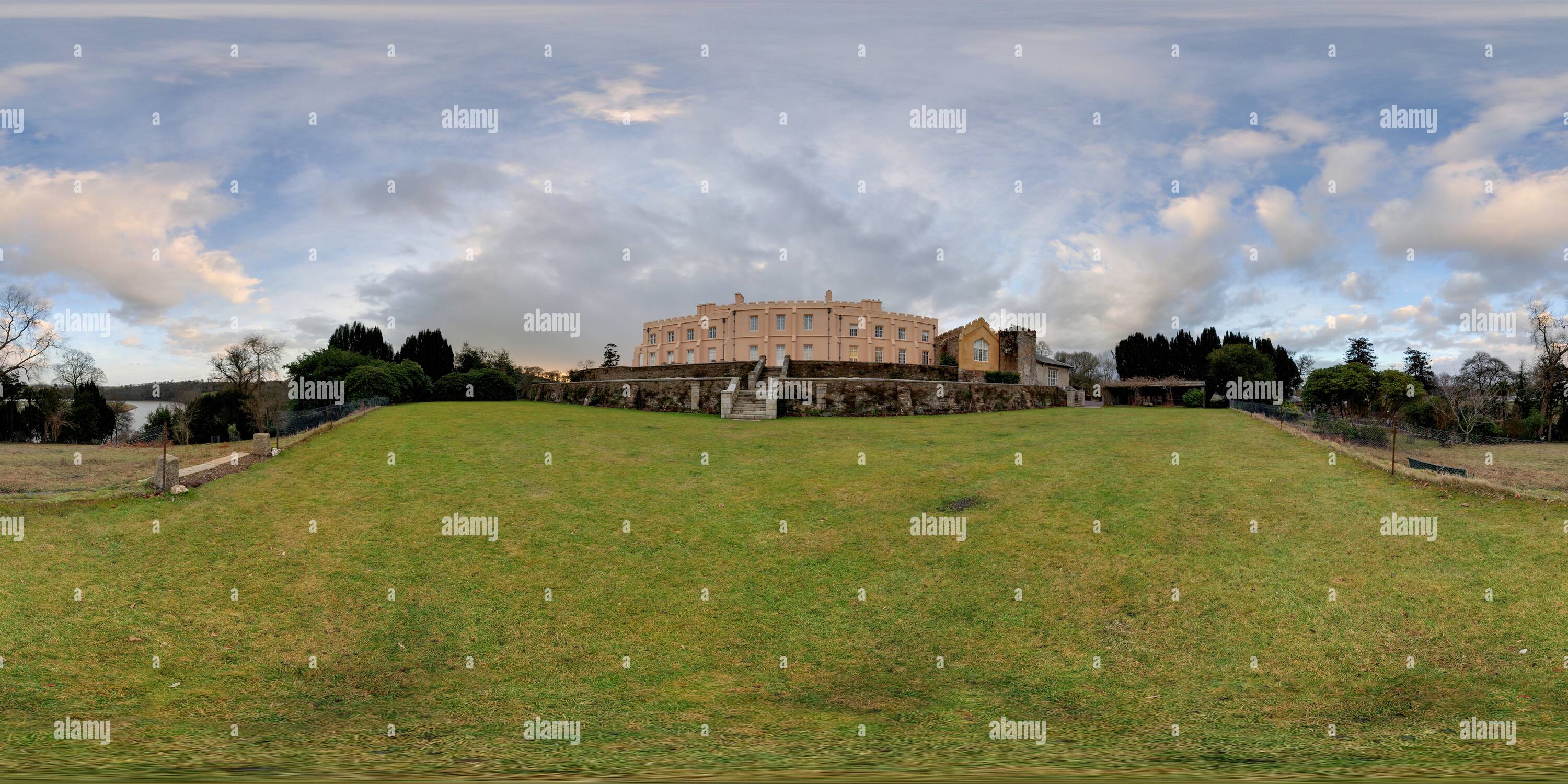 360° view of Pentillie Castle Garden Terrace - Alamy