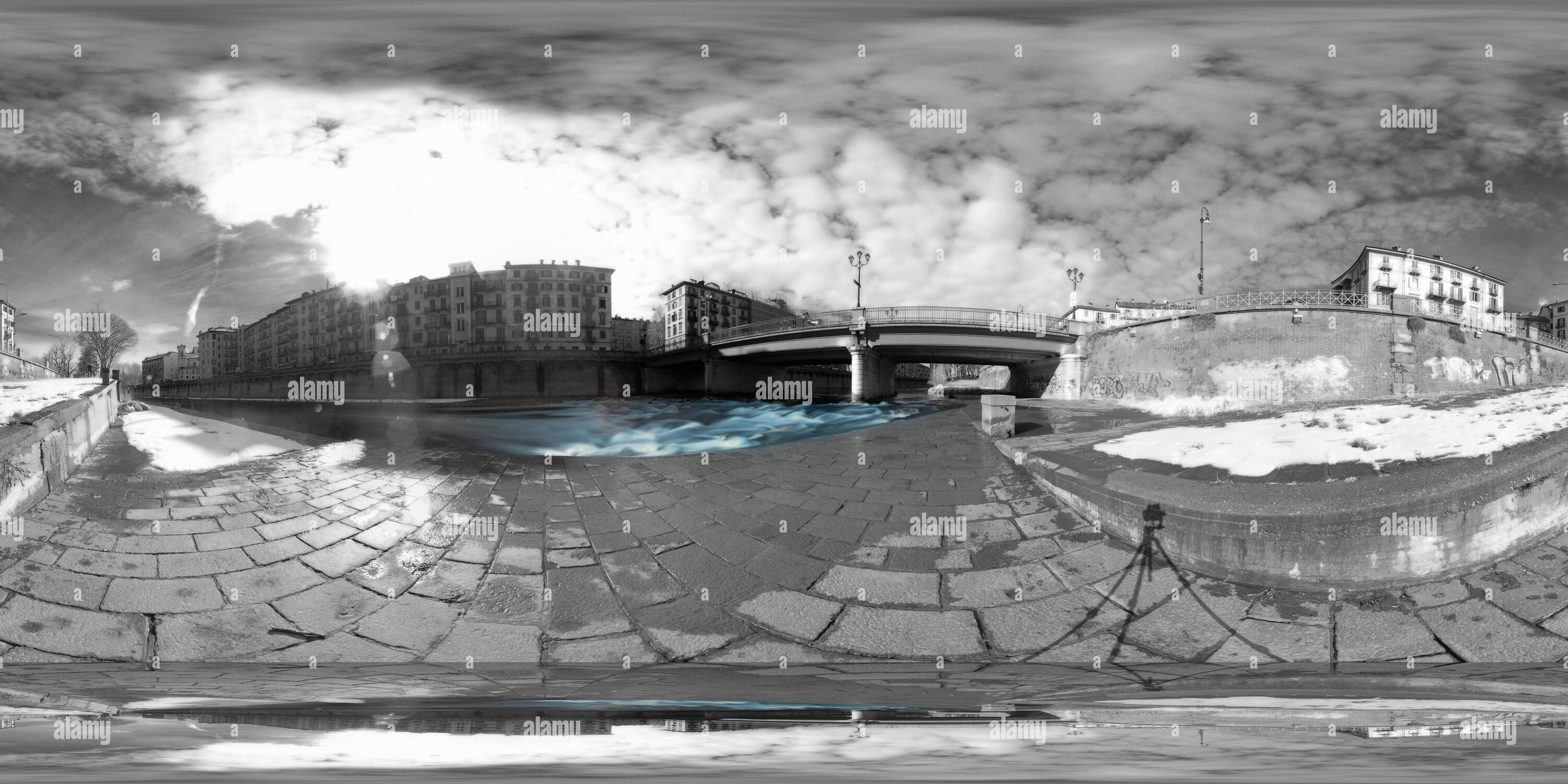 360° view of The Dora Riparia river near Rossini bridge - Alamy