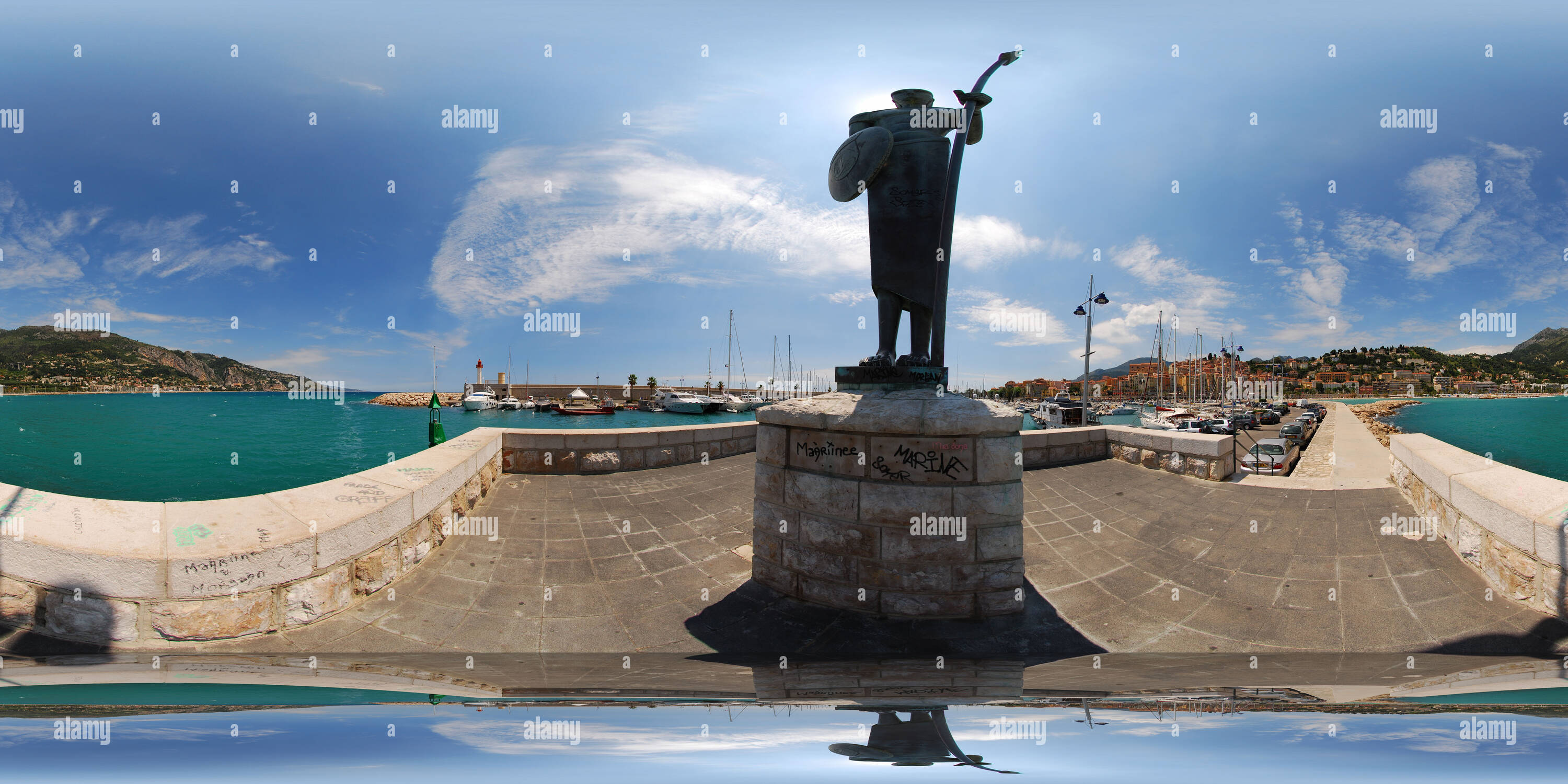 360° view of Menton, statue de Saint-Michel de la Mer - Alamy
