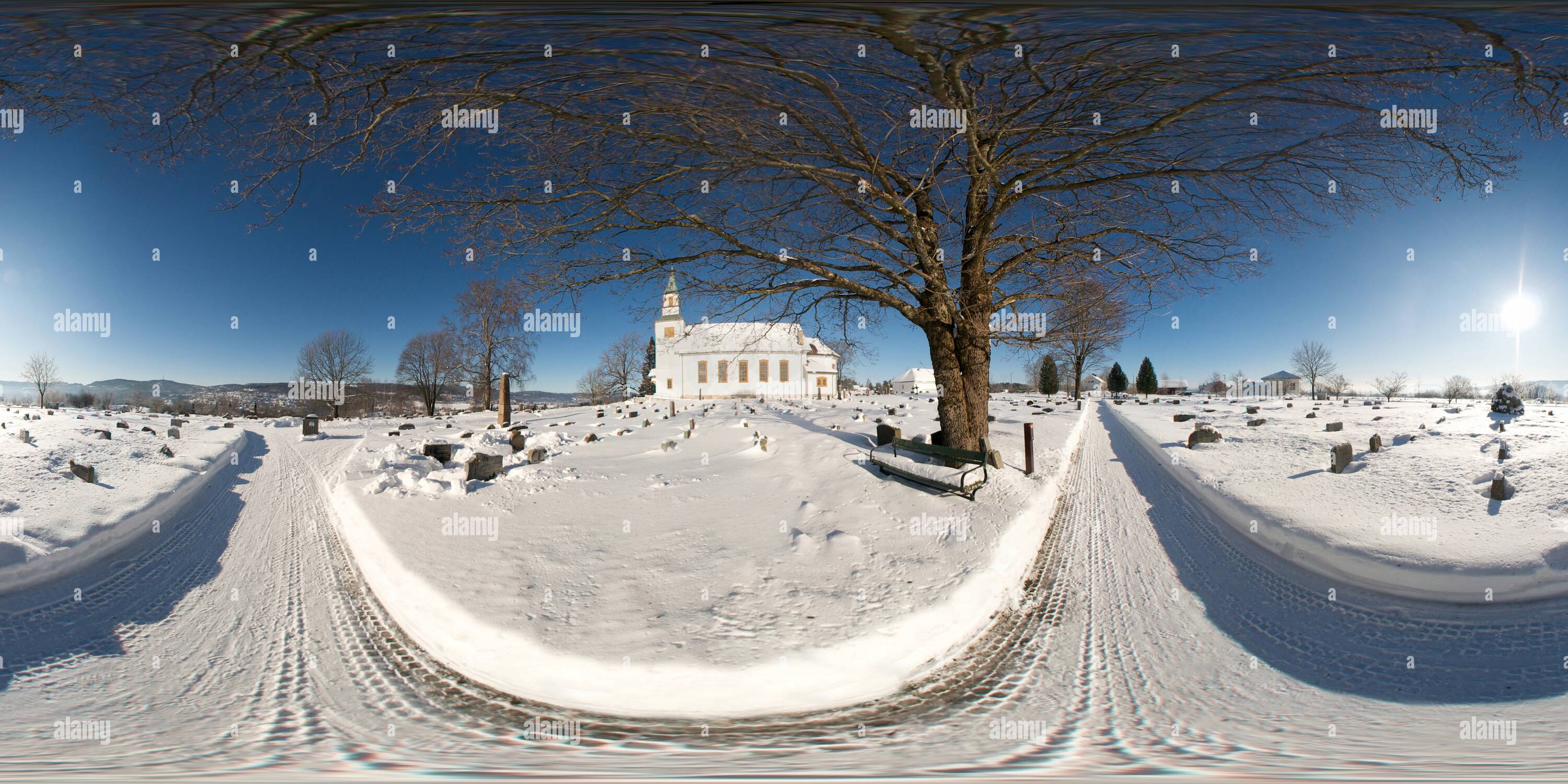 360° view of Nittedal Church Winter Norway - Alamy