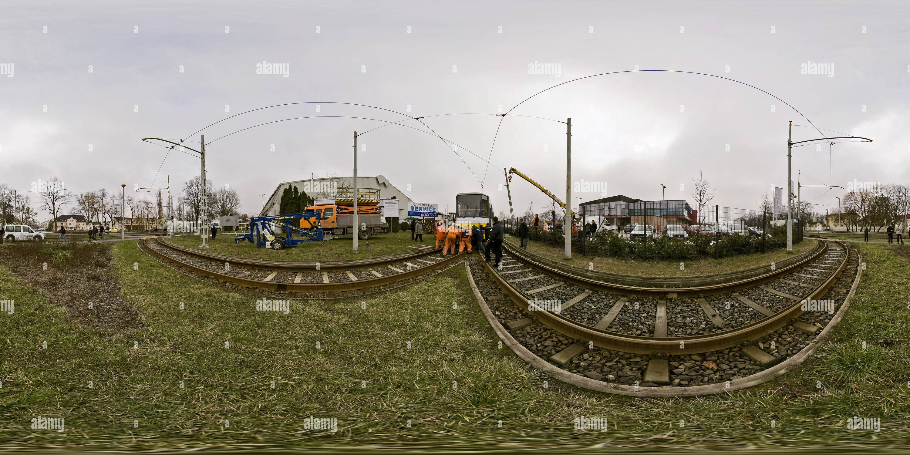 360° view of Tram accident - rescue - Alamy