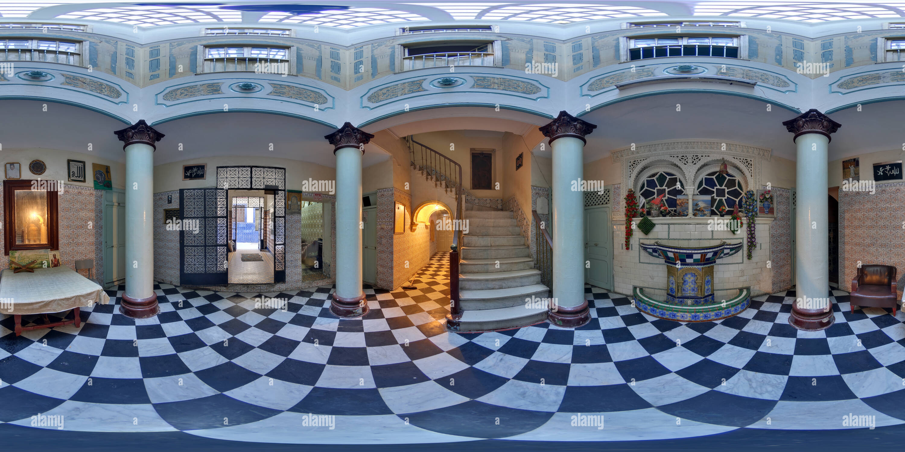 360° view of Morocco, Tanger hotel downstairs - Alamy